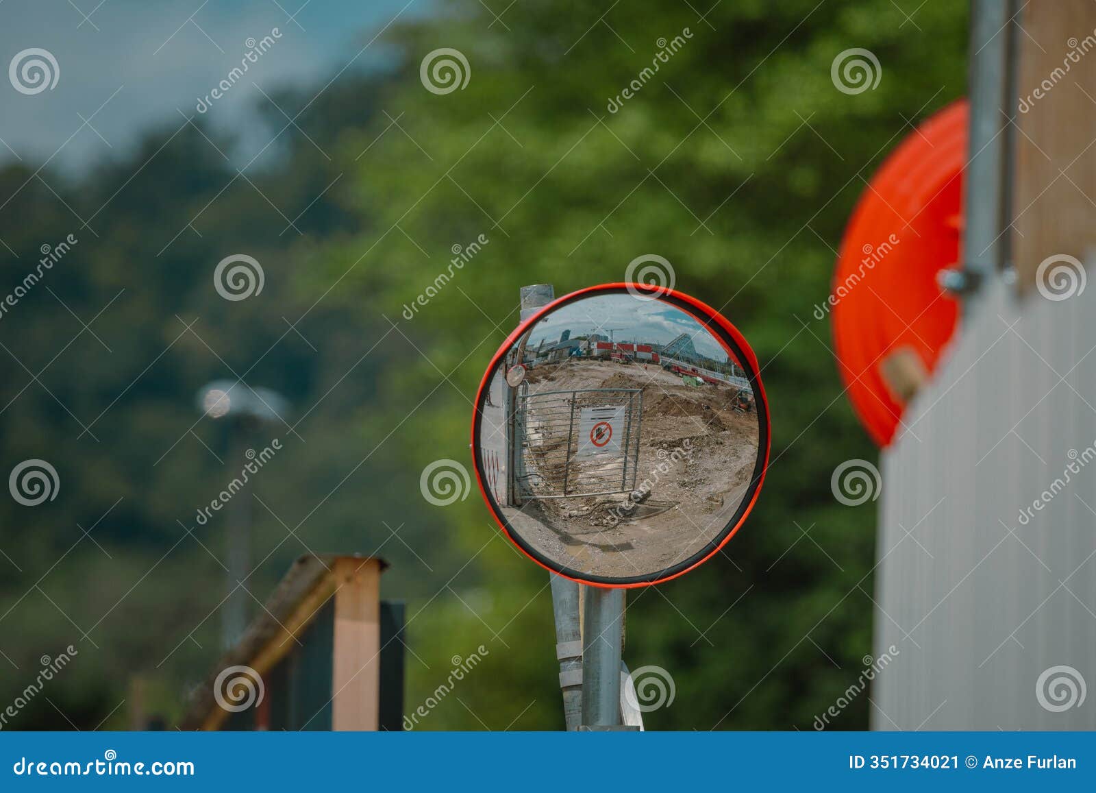 Round Traffic Mirror Mounted High To Help Drivers View Around the Blind ...