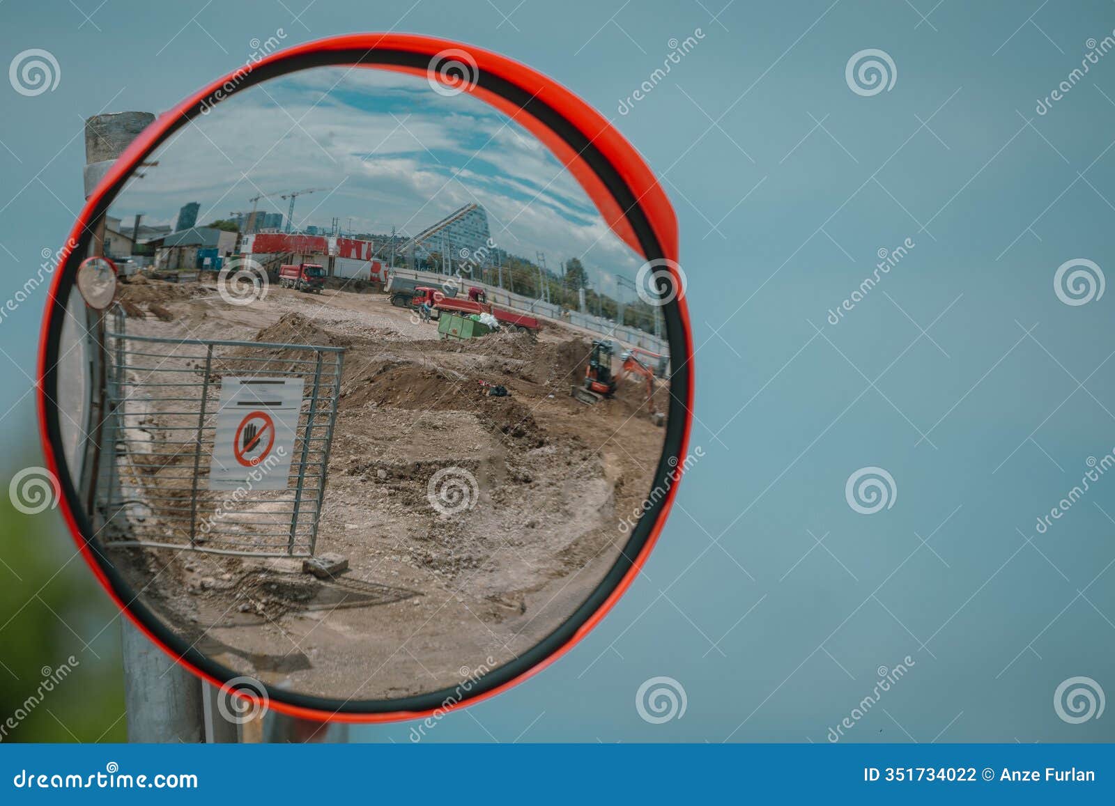 Round Traffic Mirror Mounted High To Help Drivers View Around the Blind ...
