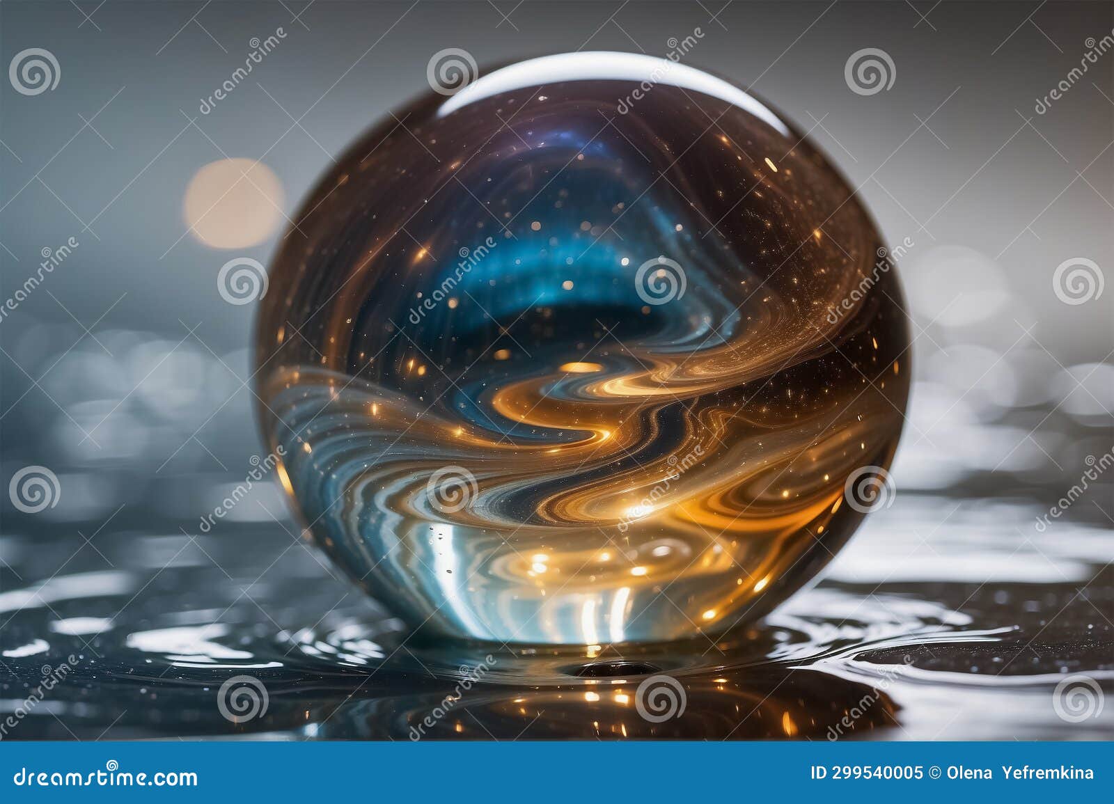 Round, Transparent, Spread Sphere on Water, Abstract Background. Stock ...