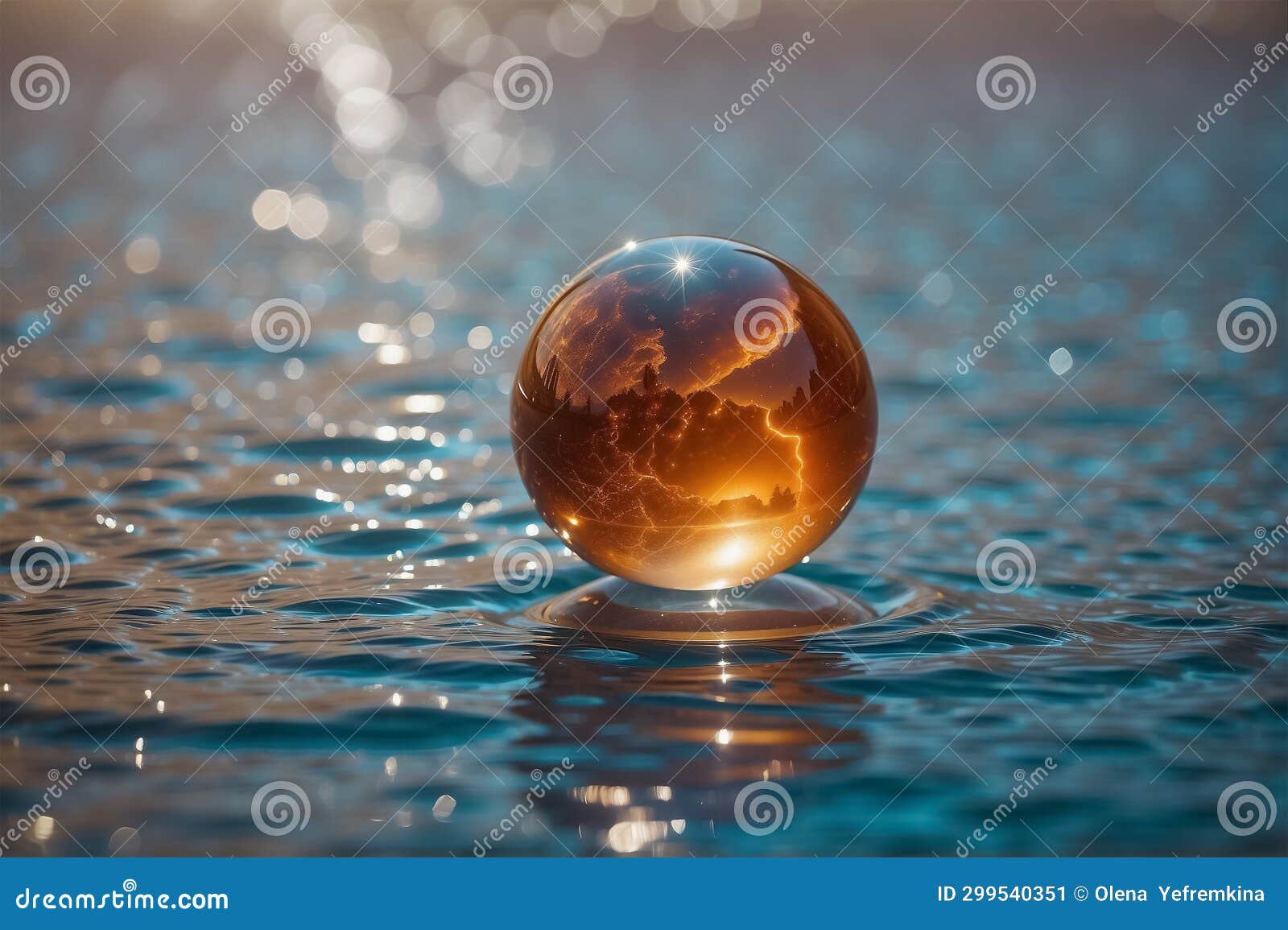 Round, Transparent, Spread Sphere on Water, Abstract Background. Stock ...