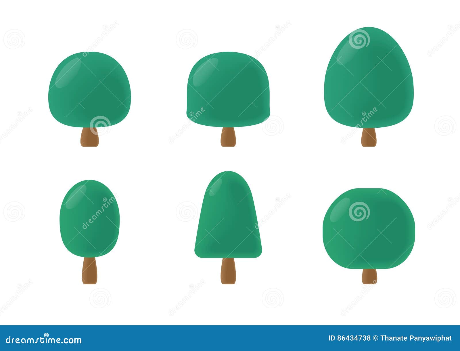 Round tree cartoon pack stock vector. Illustration of tree - 86434738