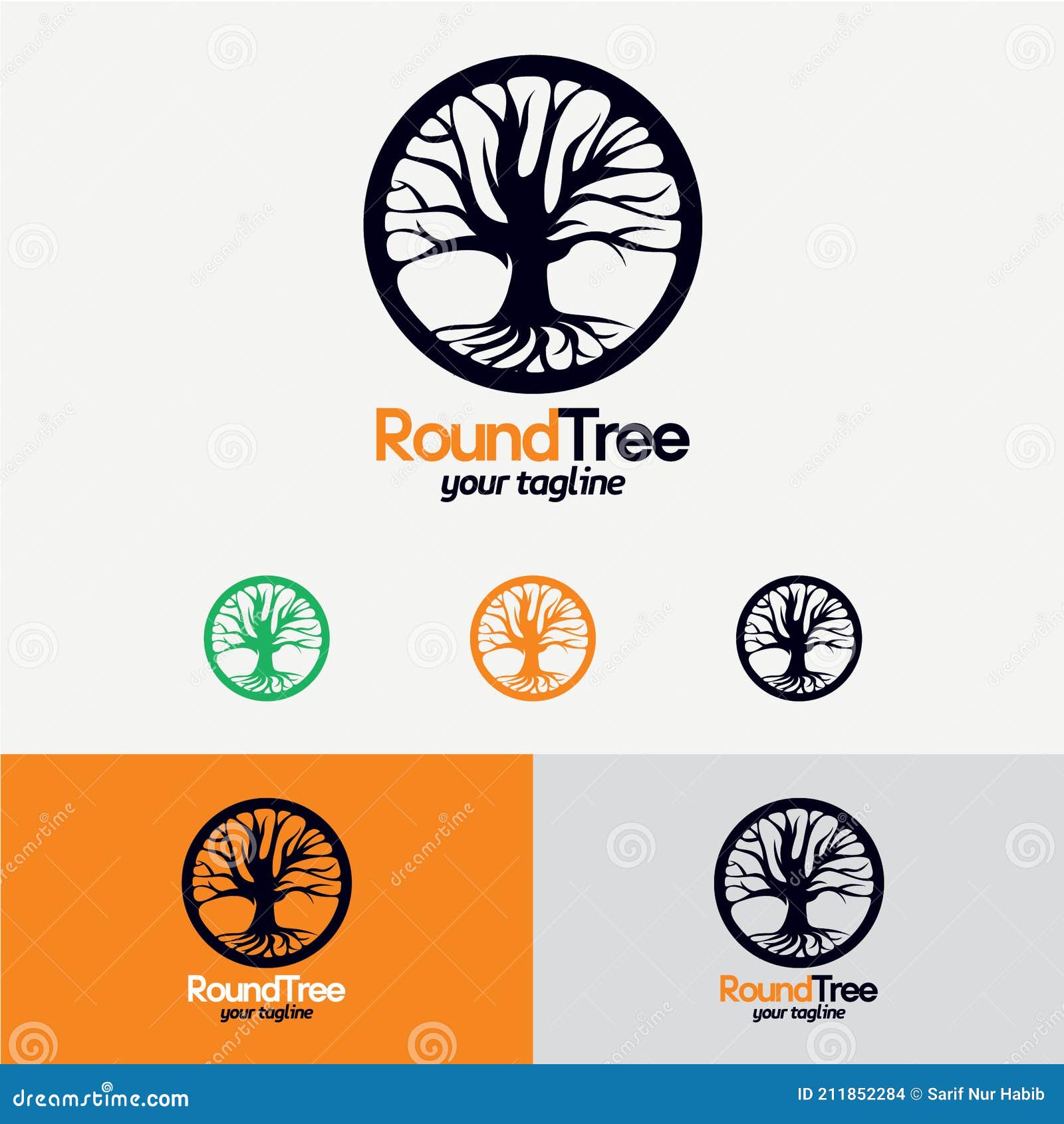 Round Tree Logo Design Template Stock Vector - Illustration of leaves ...