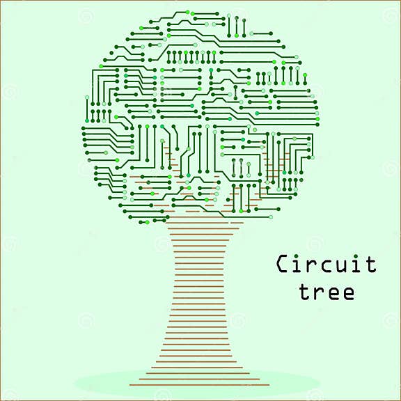 Round Tree Made of a Circuit Board Pattern Stock Vector - Illustration ...