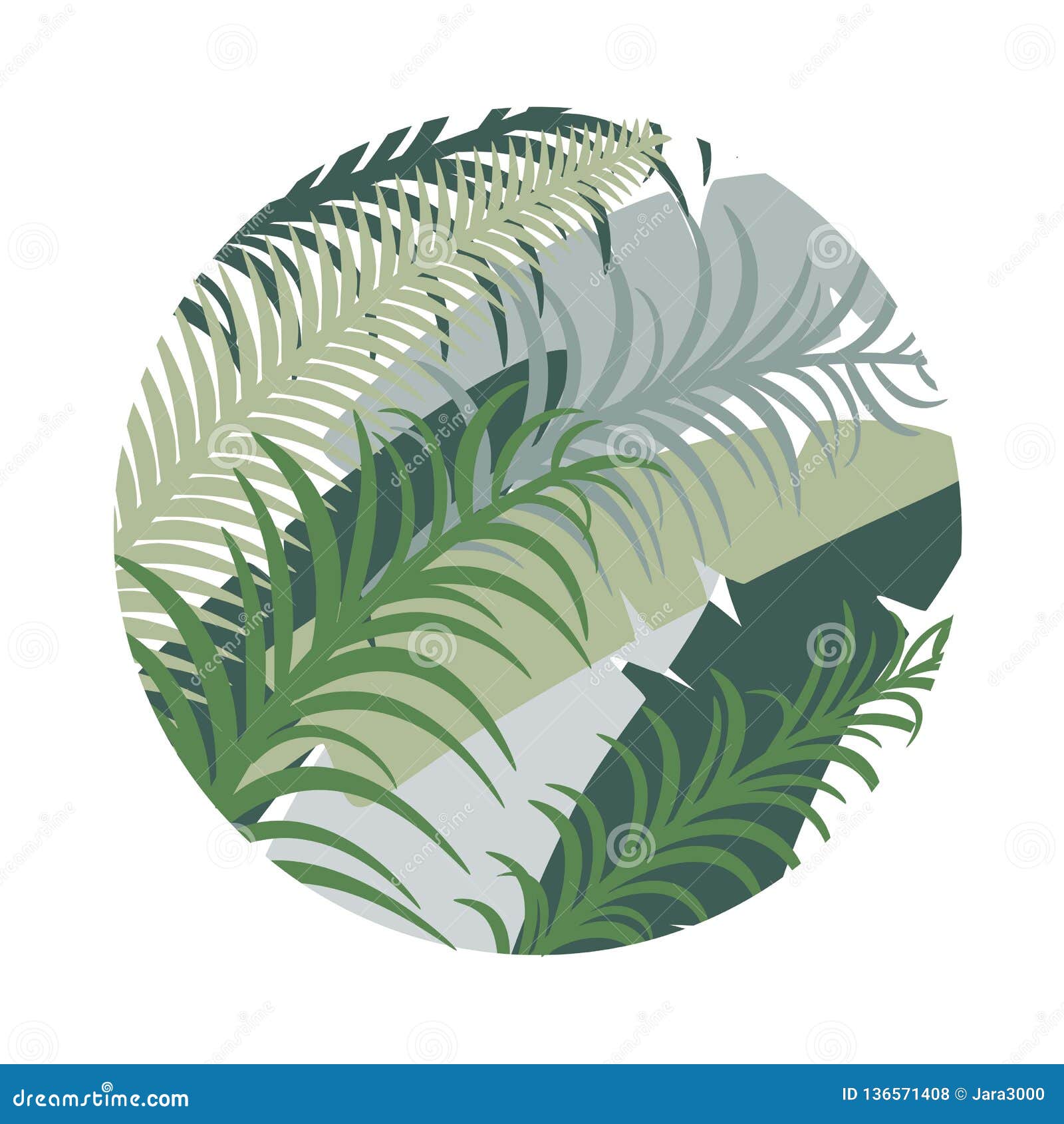 Round Tropical Background with Palm Leaves. Vector Image Stock Vector ...