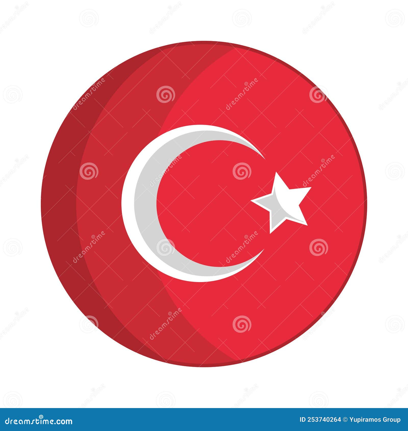 Round turkish flag stock vector. Illustration of flag - 253740264