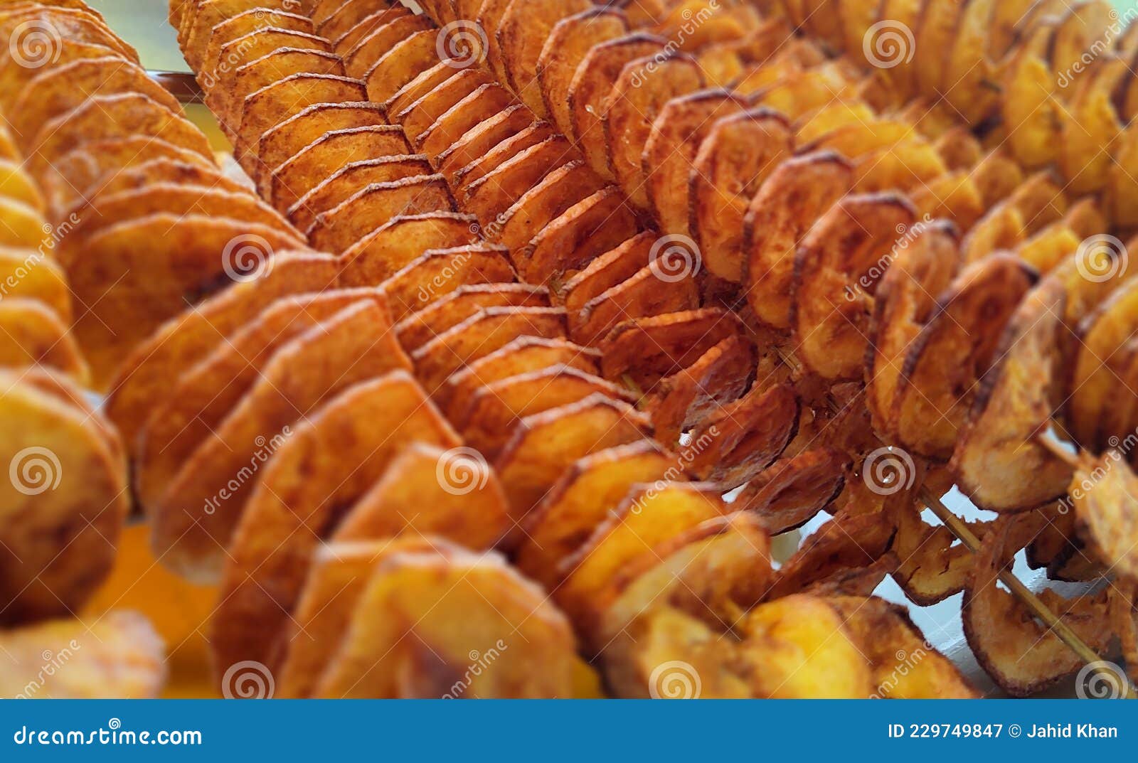 Round Twisted Potato Fry with Stick.Crispy Potato Fry Stock Image ...