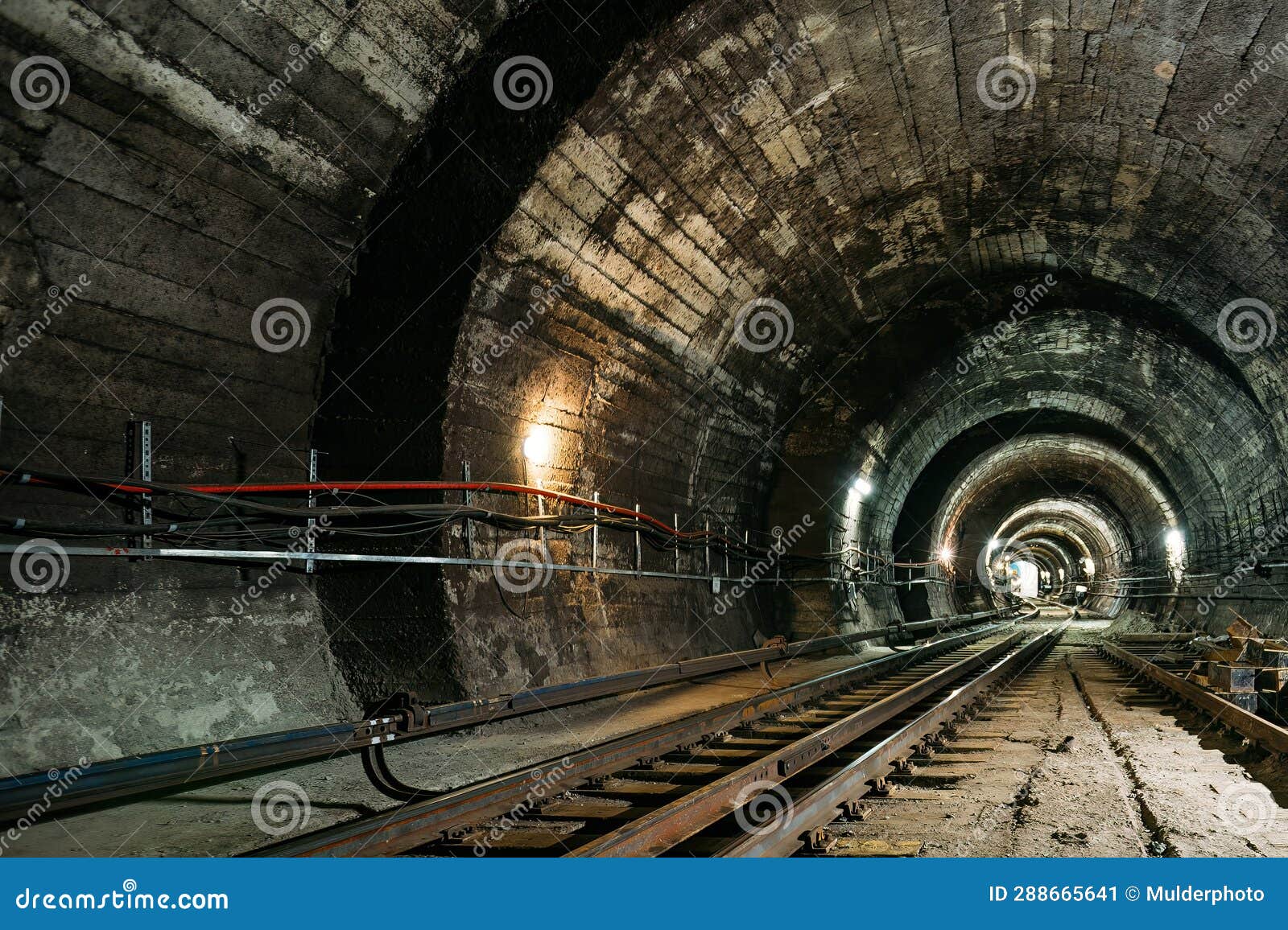 Round Underground Subway Tunnel with Tubing Stock Image - Image of city ...