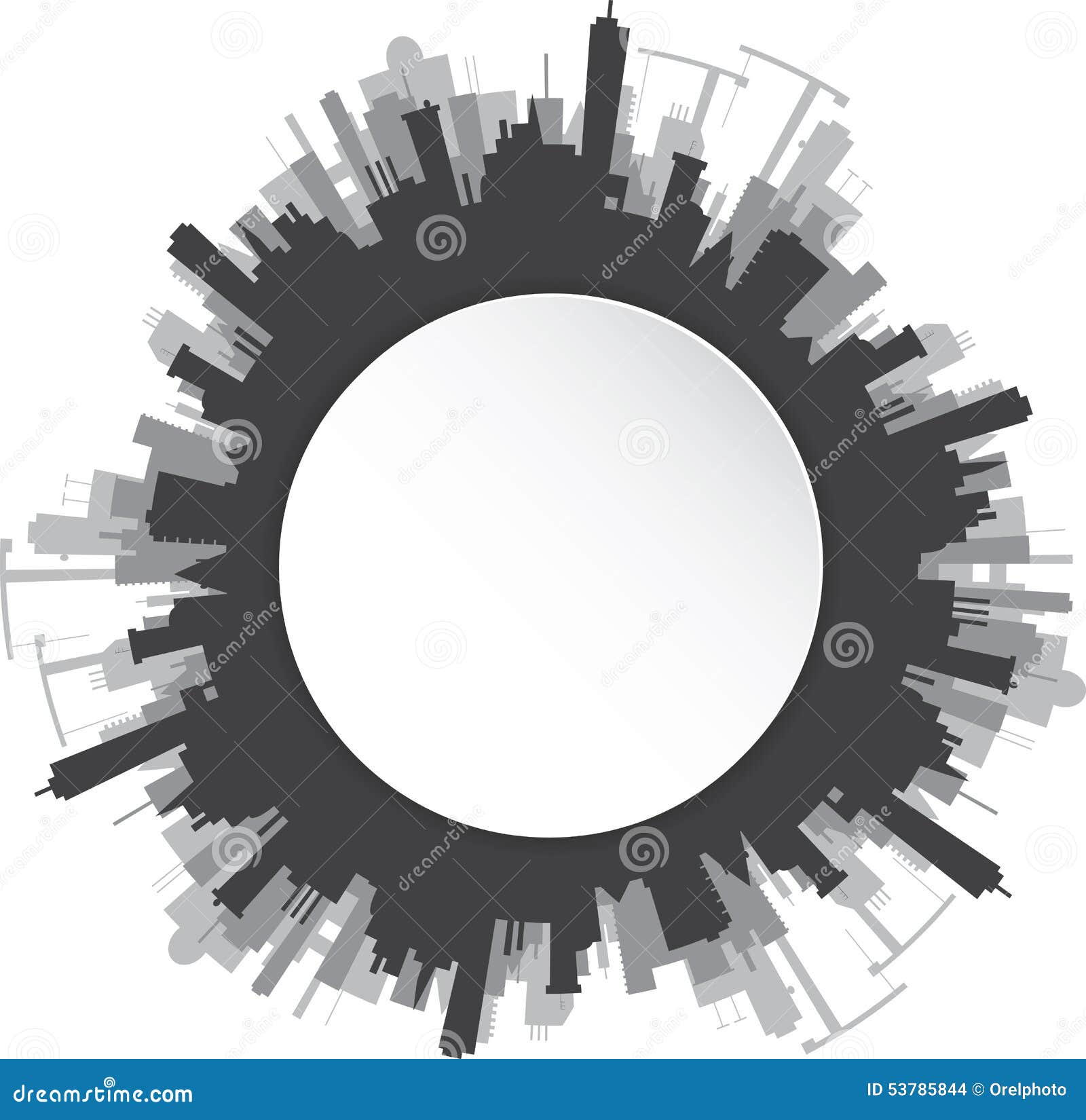 Round urban landscape stock vector. Illustration of architecture - 53785844
