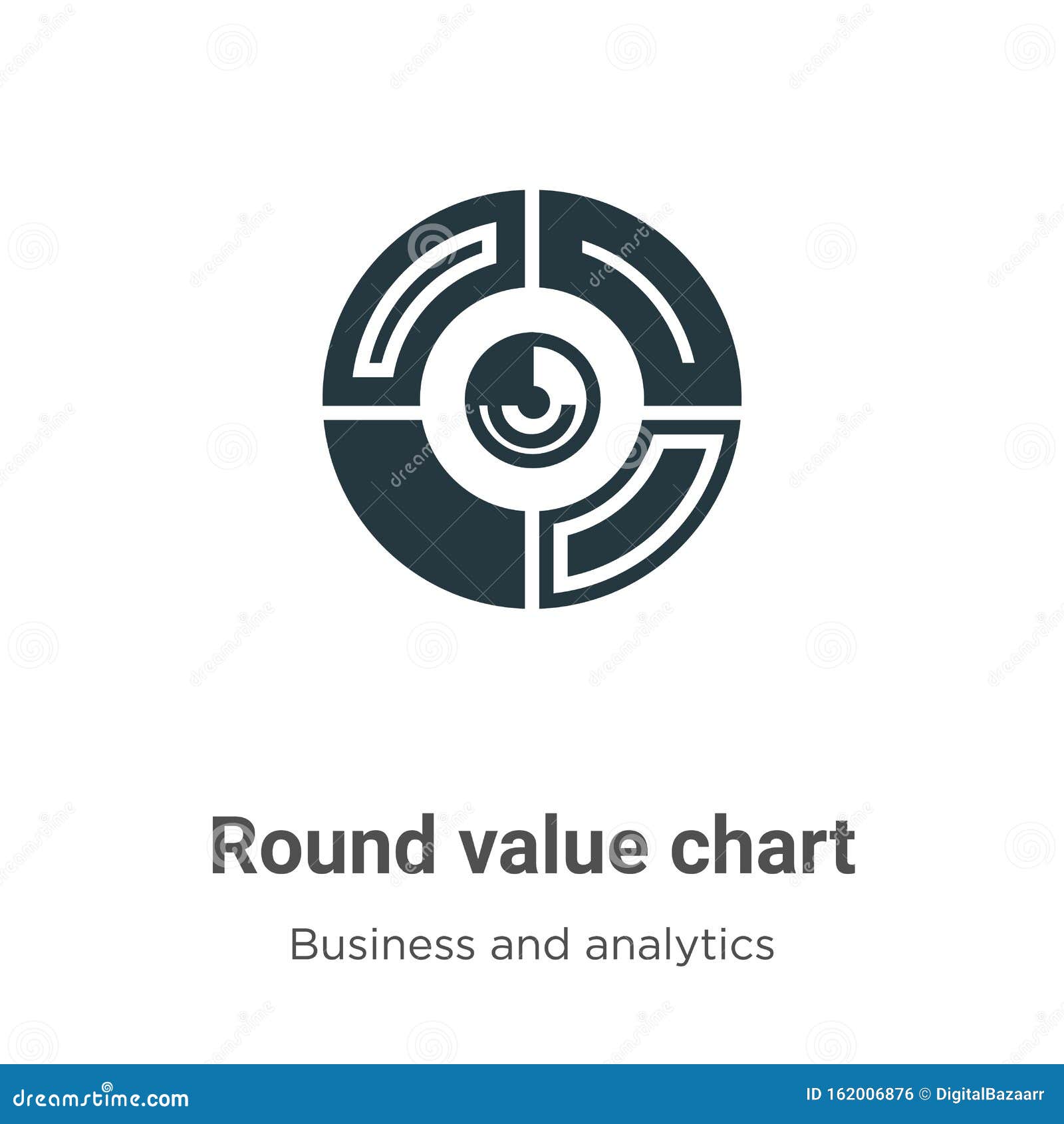 Round Value Chart Vector Icon on White Background. Flat Vector Round ...