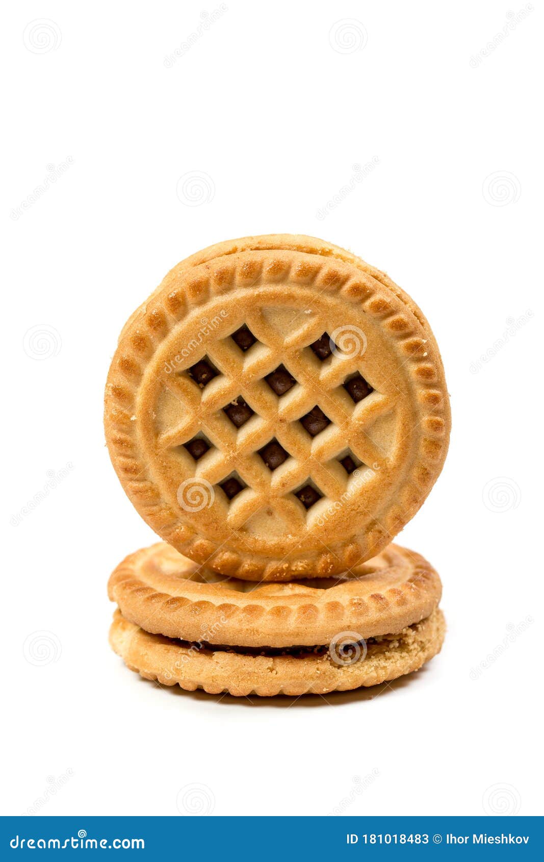 Round Vanilla Cookies on a White Background Stock Image - Image of cake ...