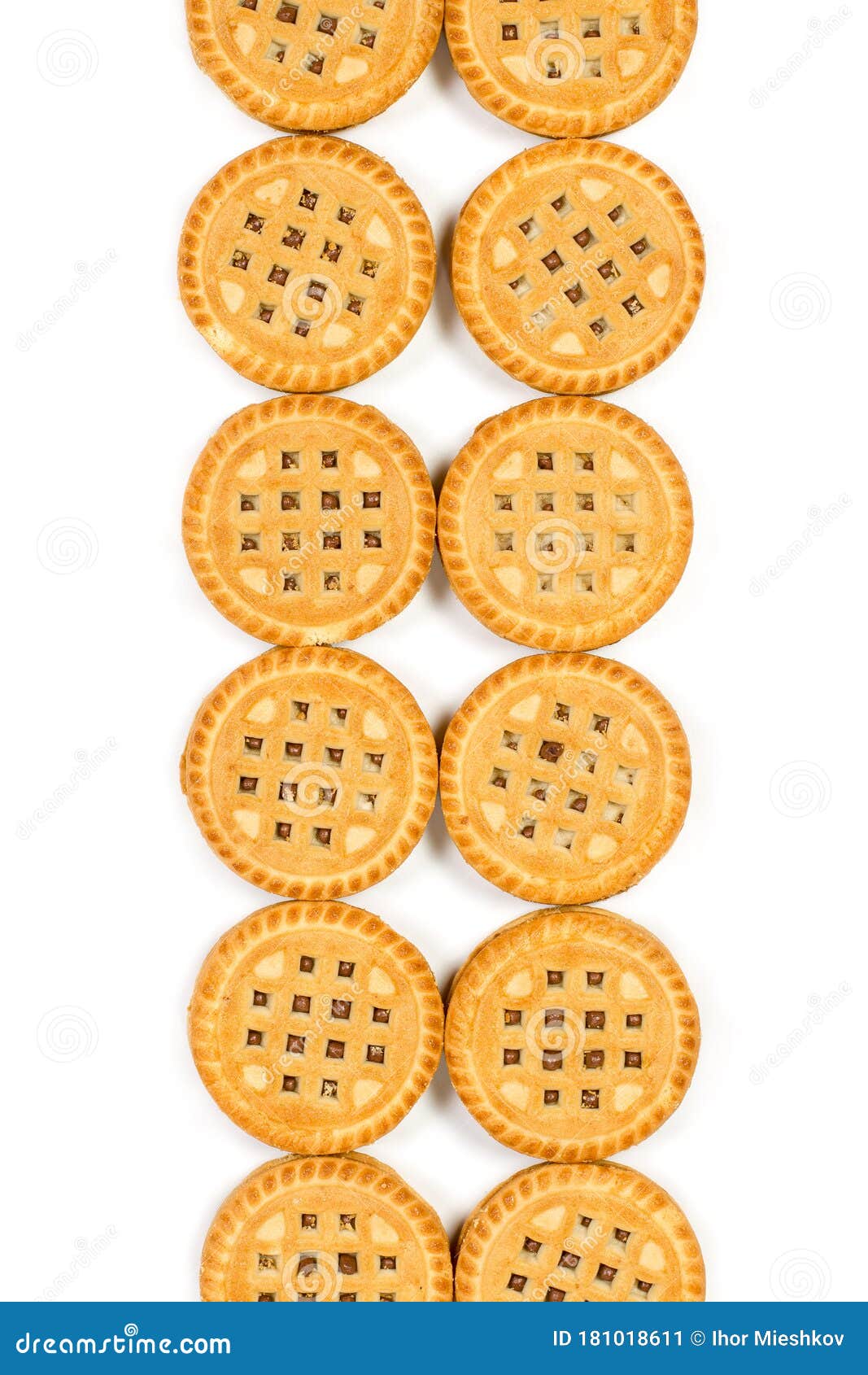 Round Vanilla Cookies on a White Background Stock Image - Image of ...