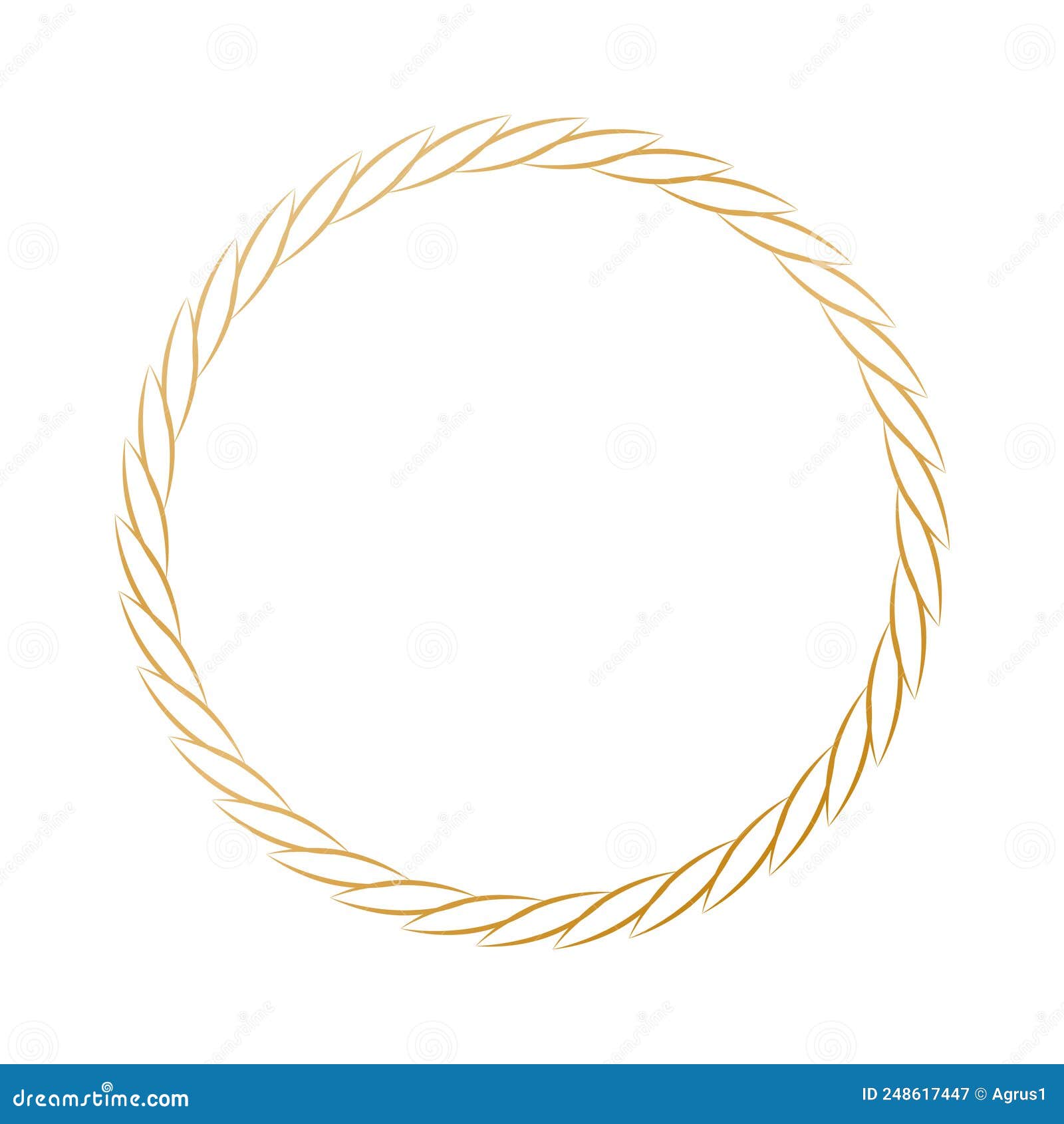 Round Vector Frame - Gold Colored Circle Banner on White Background ...