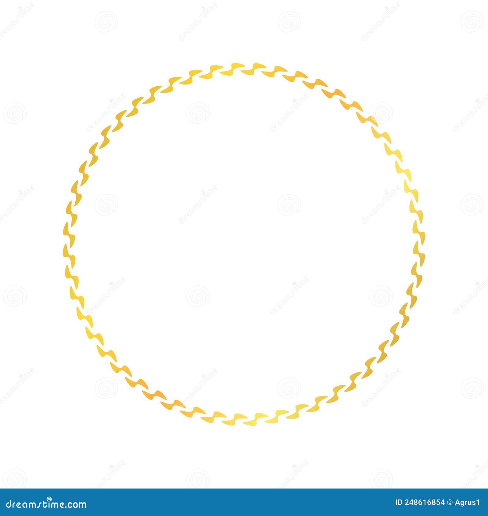 Round Vector Frame - Gold Colored Circle Banner on White Background ...