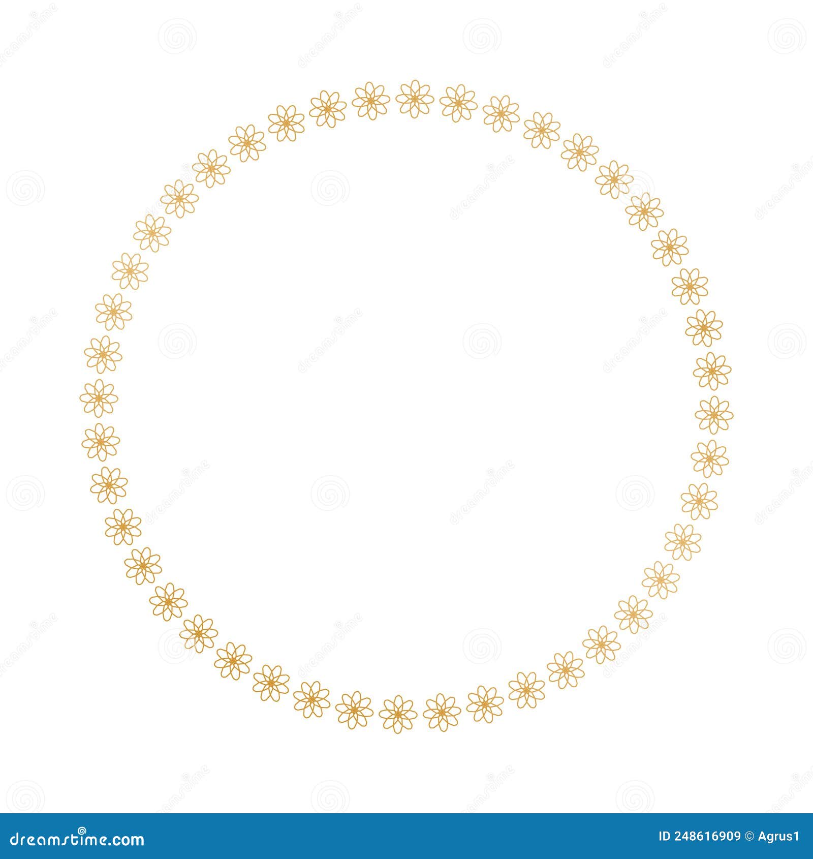 Round Vector Frame - Gold Colored Circle Banner on White Background ...