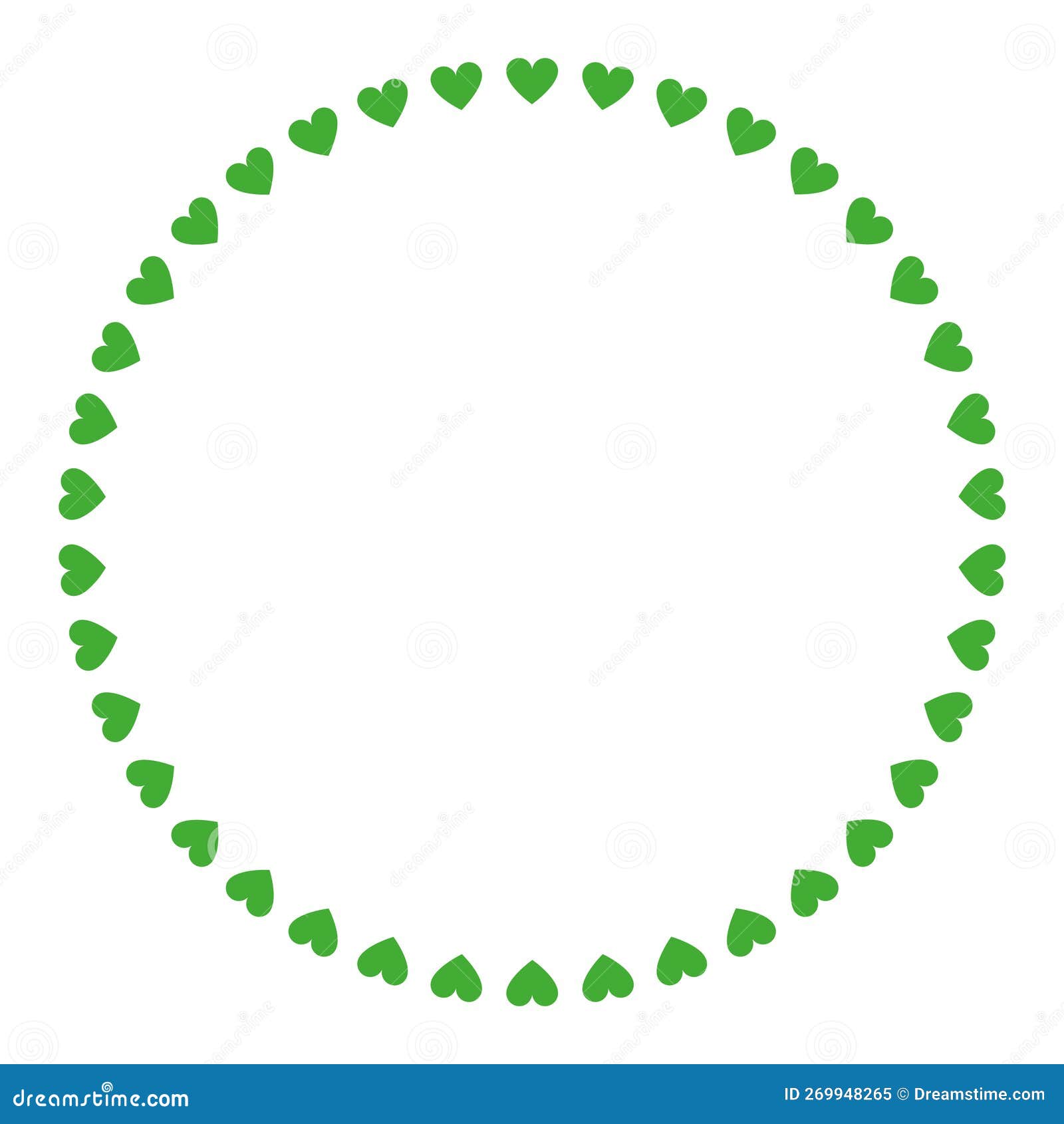 Round Vector Frame with Hearts - Green Colored Circle Banner Stock ...