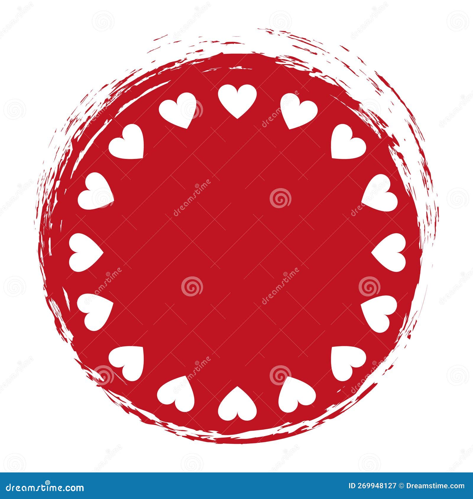 Round Vector Frame with Hearts - Red Colored Circle Banner Stock Vector ...