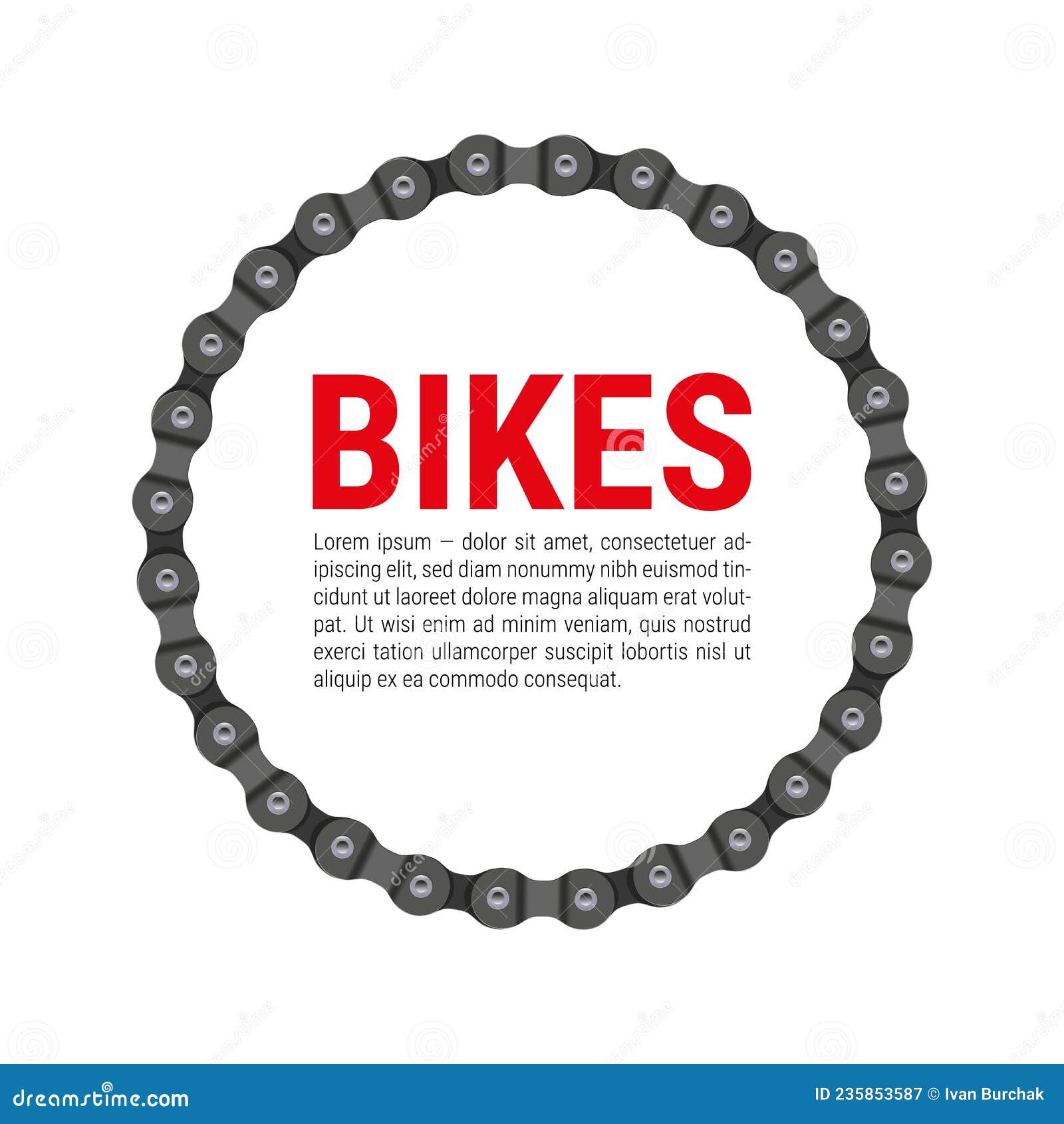 Round Vector Frame Made of Bike or Bicycle Chain with Sample Text ...