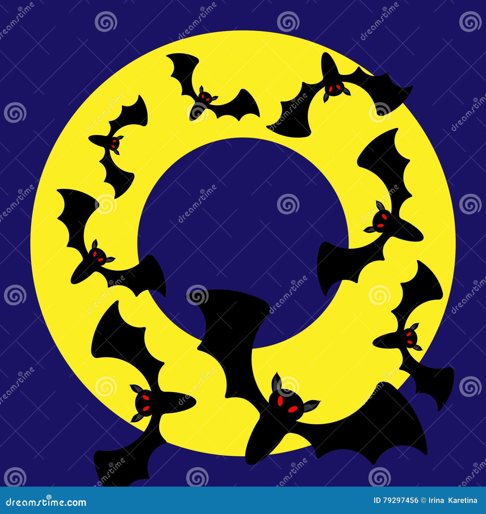 Round Vector Halloween Frame with Bats Stock Vector - Illustration of ...