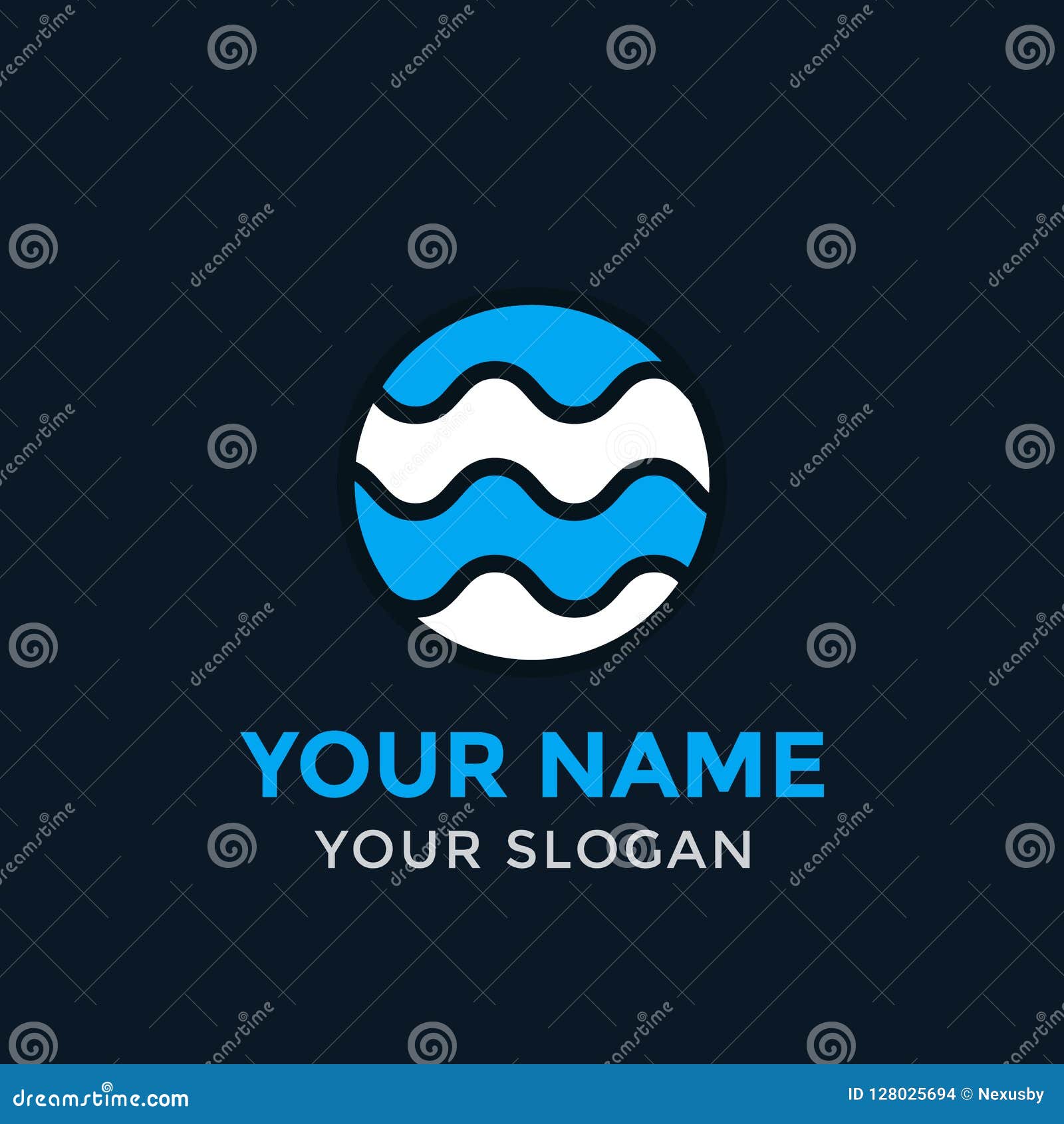 Round Vector Logo with Waves Stock Vector - Illustration of company ...