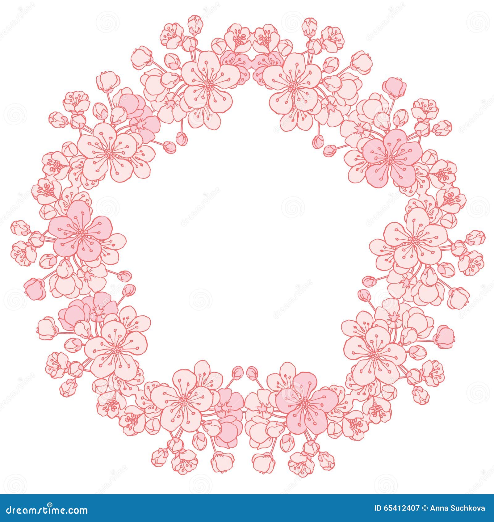 Round vector sakura frame stock vector. Illustration of announcement ...