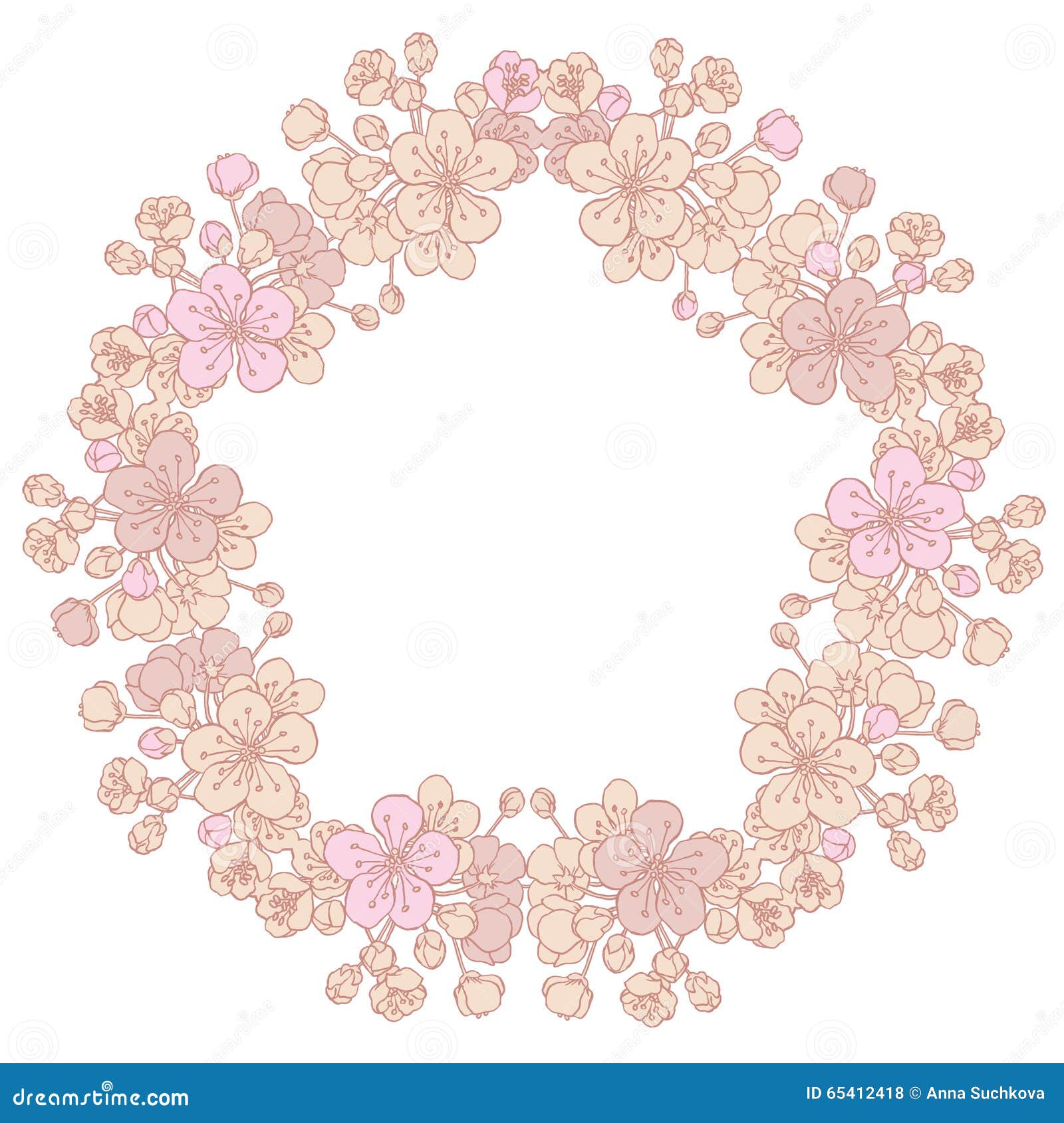 Round vector sakura frame stock vector. Illustration of design - 65412418