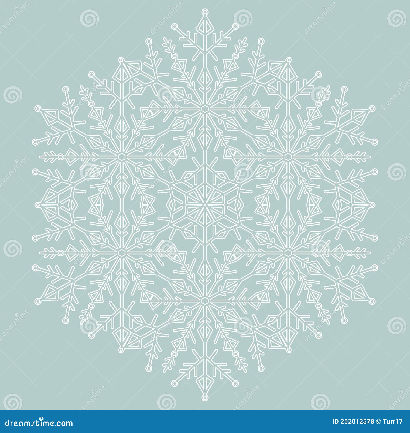 Round Vector Snowflake with Abstract Winter Ornament Stock Vector ...
