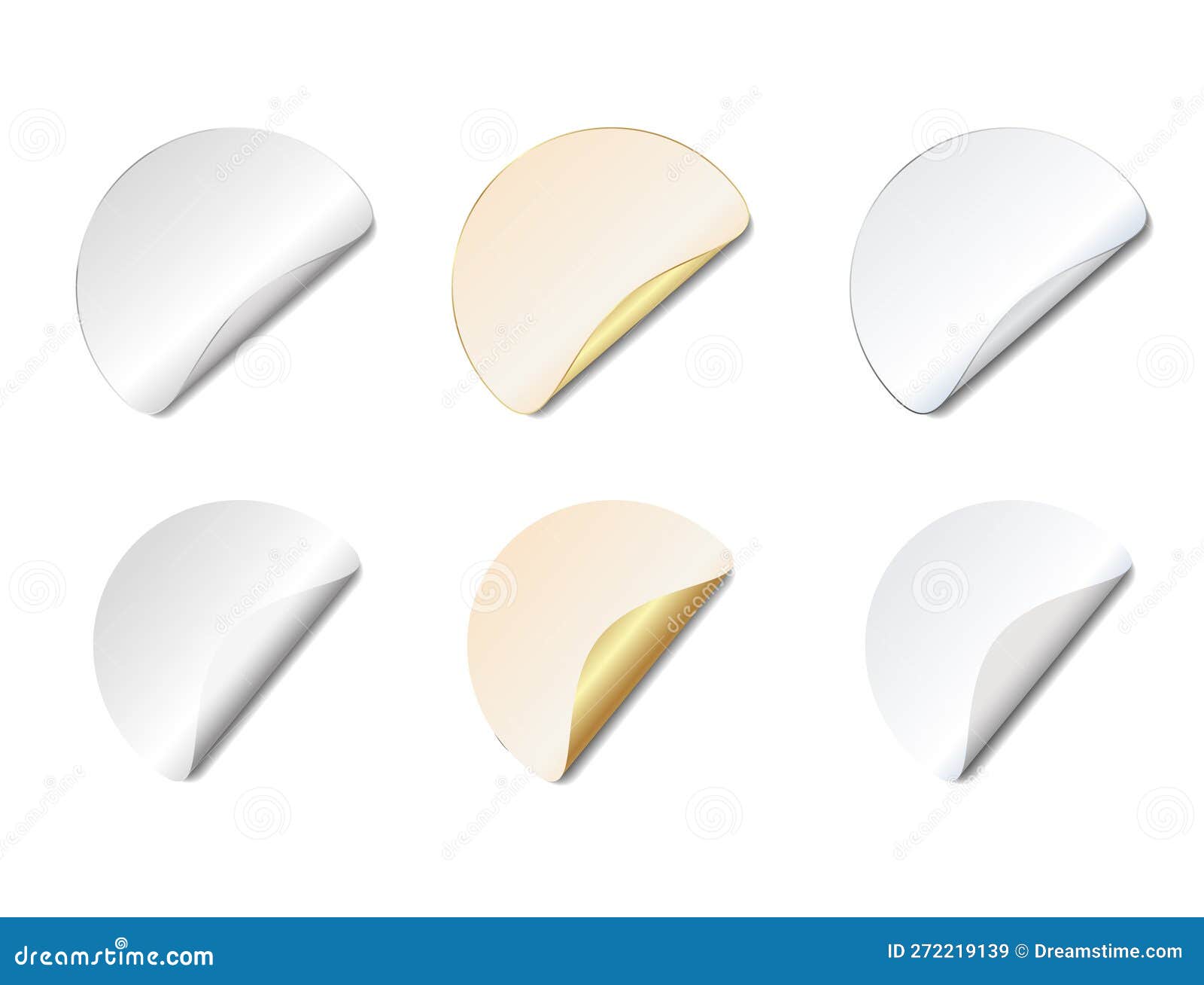 Round Vector Stickers, Gray Gold Silver Stickers on a White Background ...