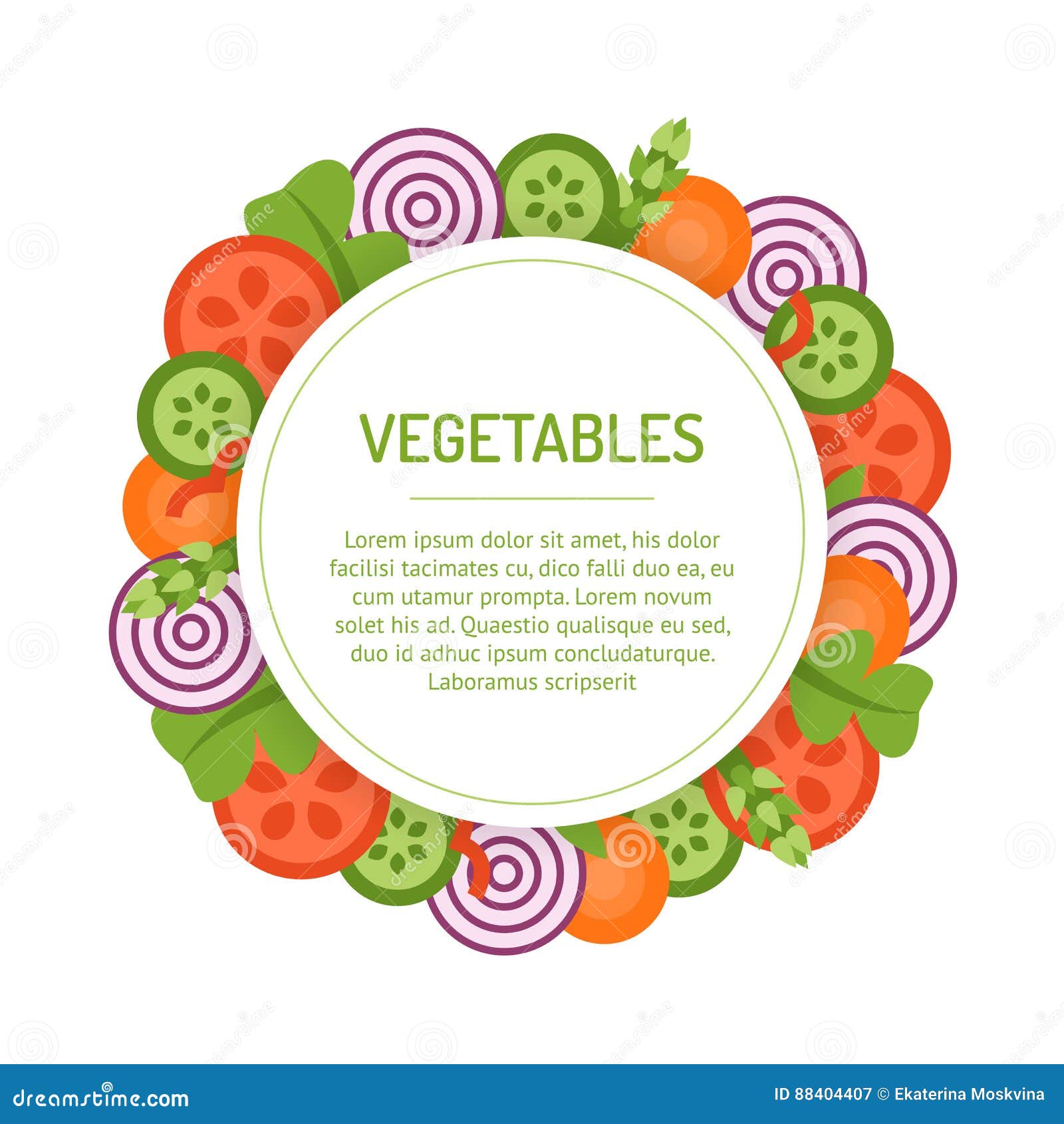 Vegetable Frame With The Inscription Go Vegan. Flat Cartoon Vegetables ...