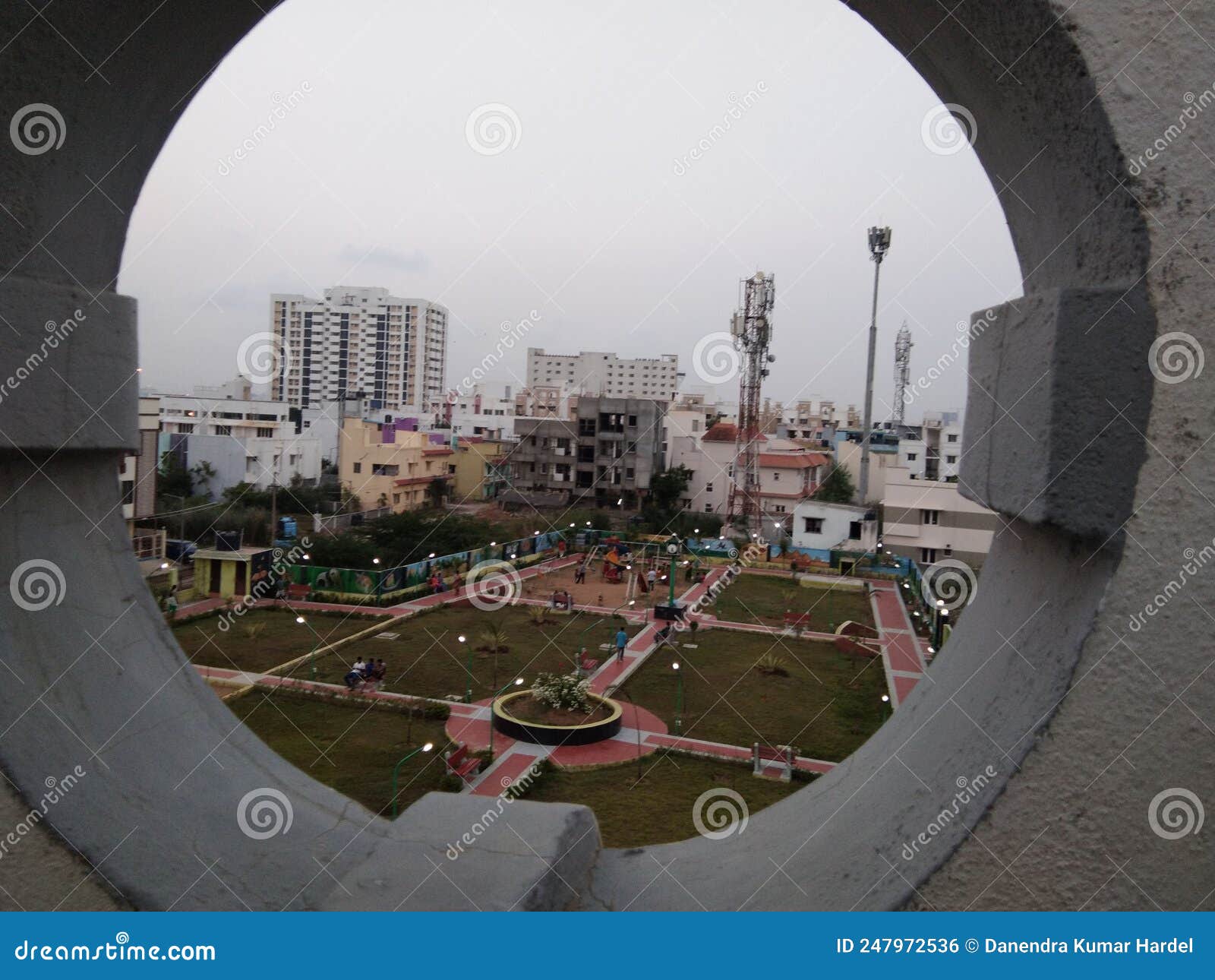 Round View of the Garden and Buildings. Stock Photo - Image of ...