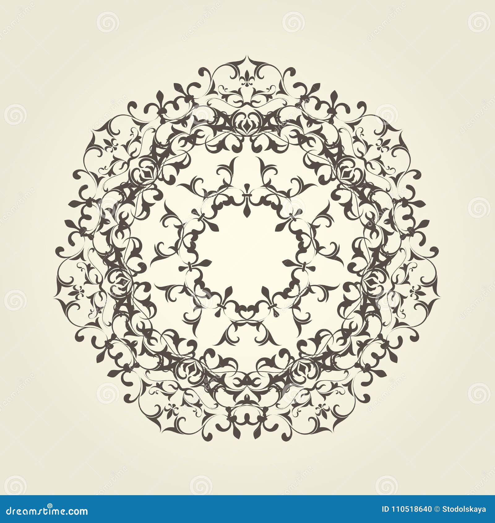 Round Vignette Pattern - Decorative Mandala Design Stock Vector ...