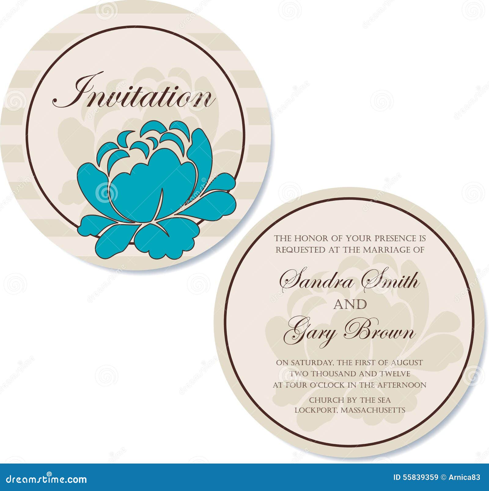 Round Vintage Wedding Invitation Card Stock Vector - Illustration of ...