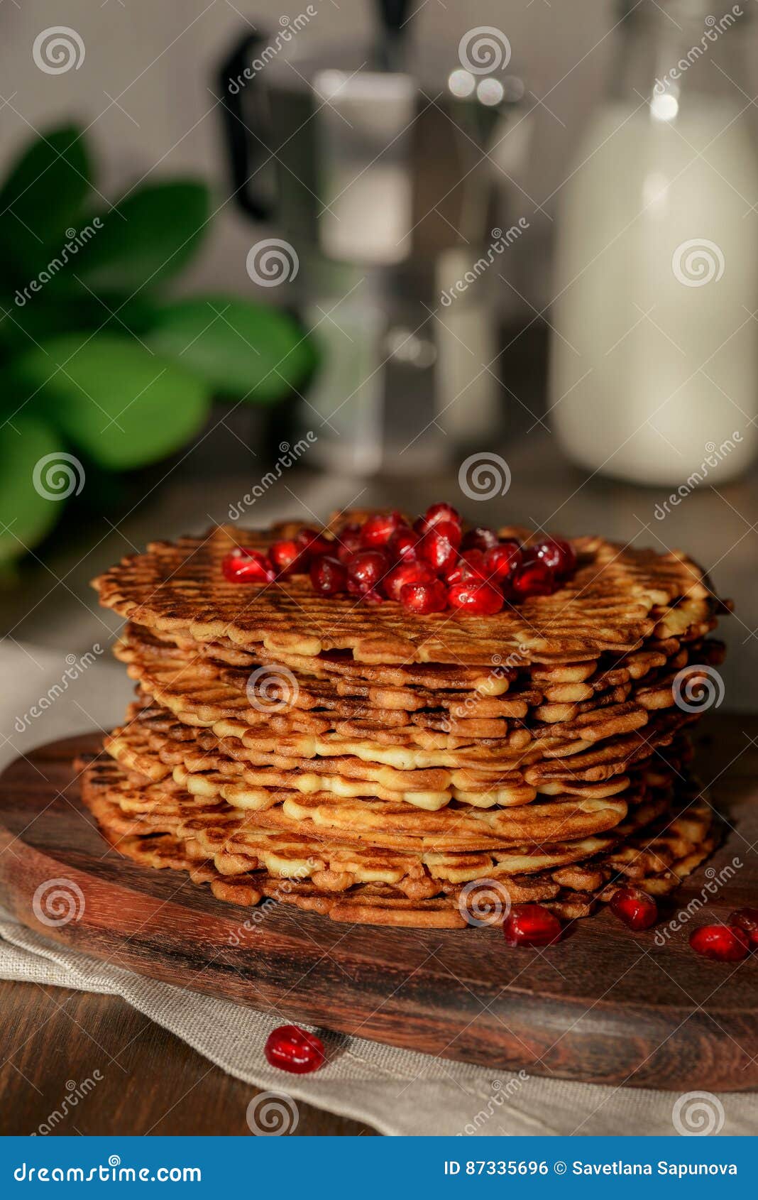 Round Wafers Stacked Pile Shot Close-up Stock Photo - Image of garnet ...