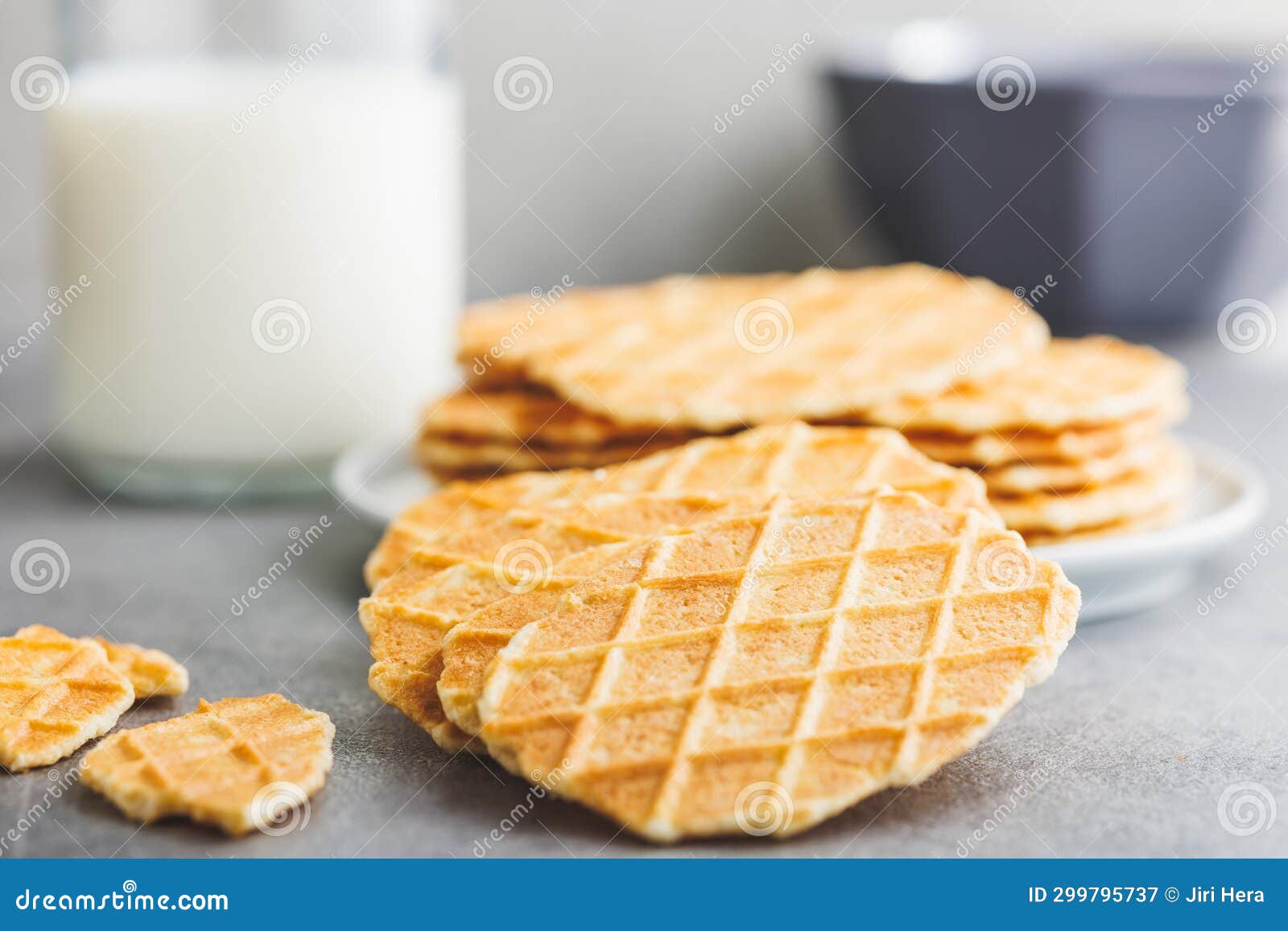 Round Waffle Biscuits on Kitchen Table Stock Image - Image of waffle ...