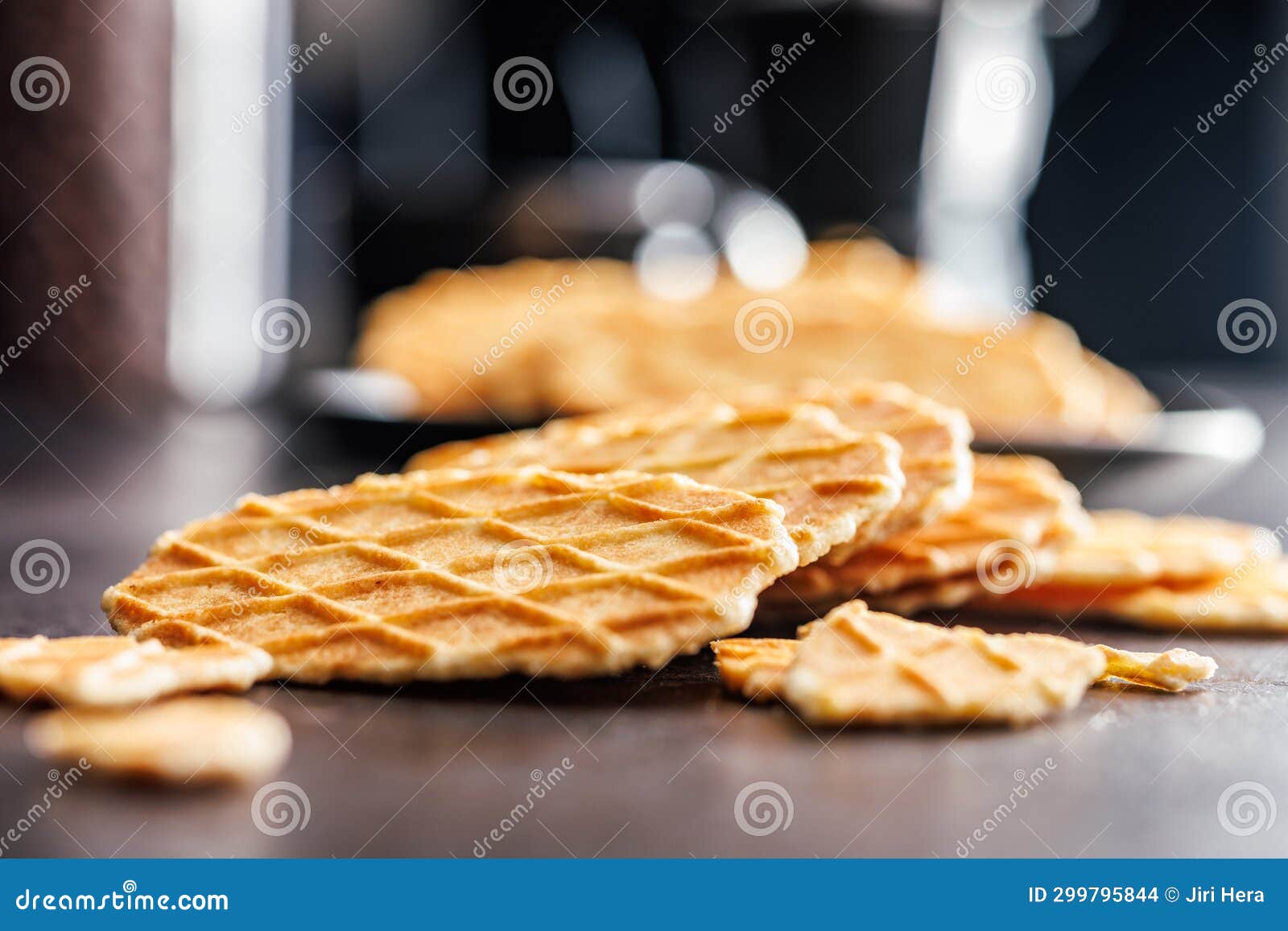 Round Waffle Biscuits on Kitchen Table Stock Photo - Image of fresh ...