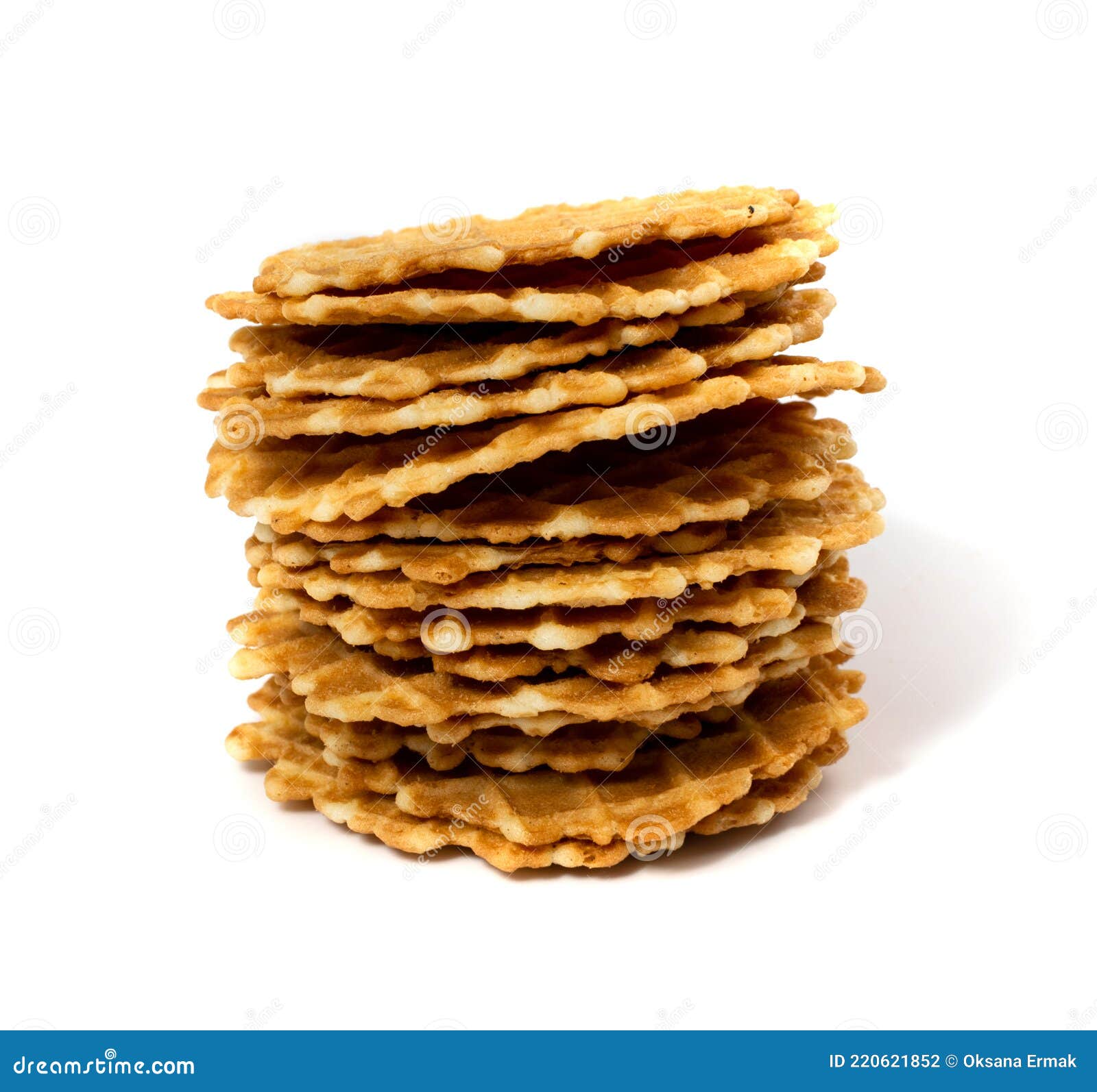 Round Waffle Isolated, Thin Waffled Cookie, Golden Belgian Waffles ...