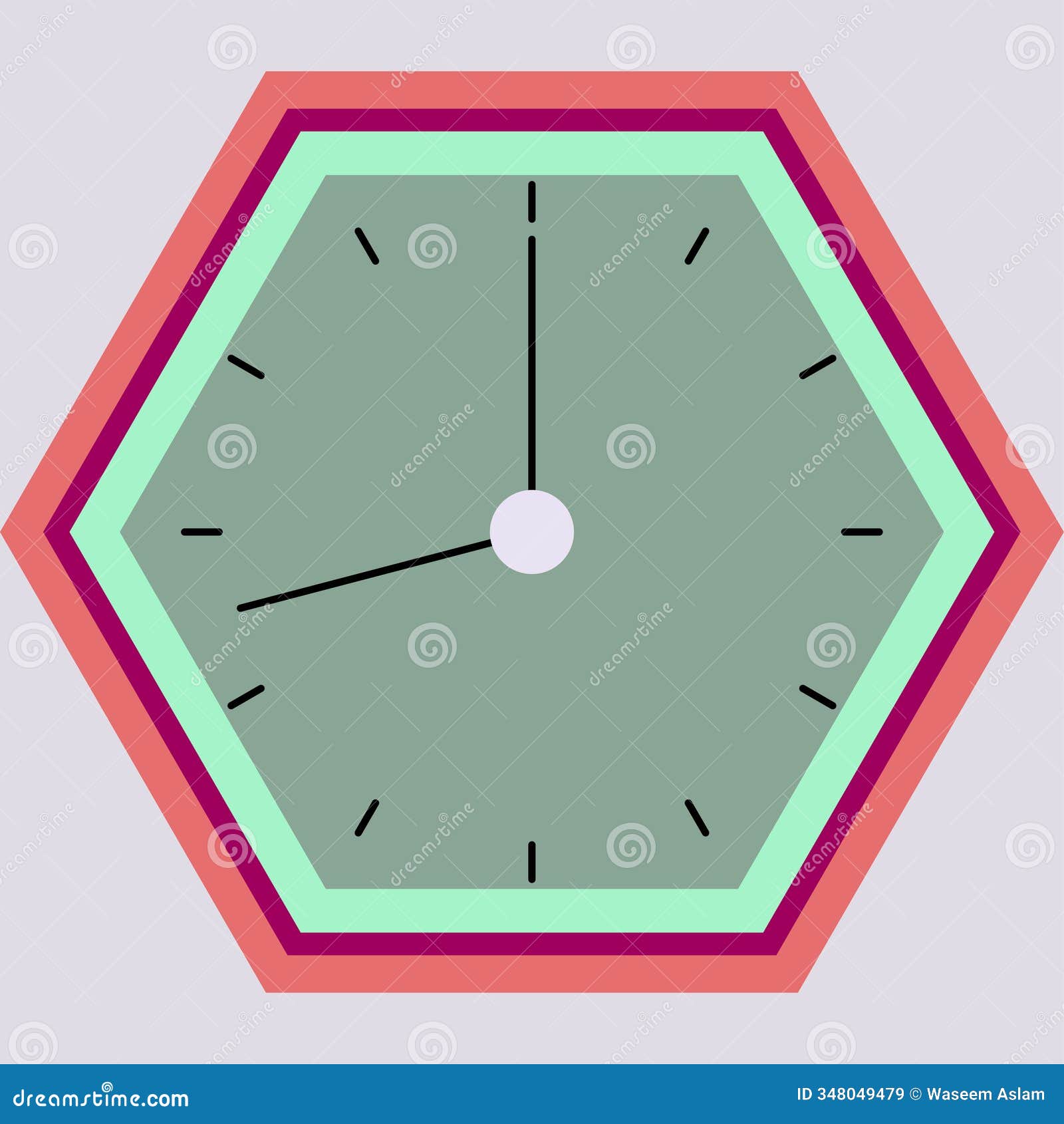 Round Wall Clock Cartoon. Hour Minute, Object Second, Office Modern ...