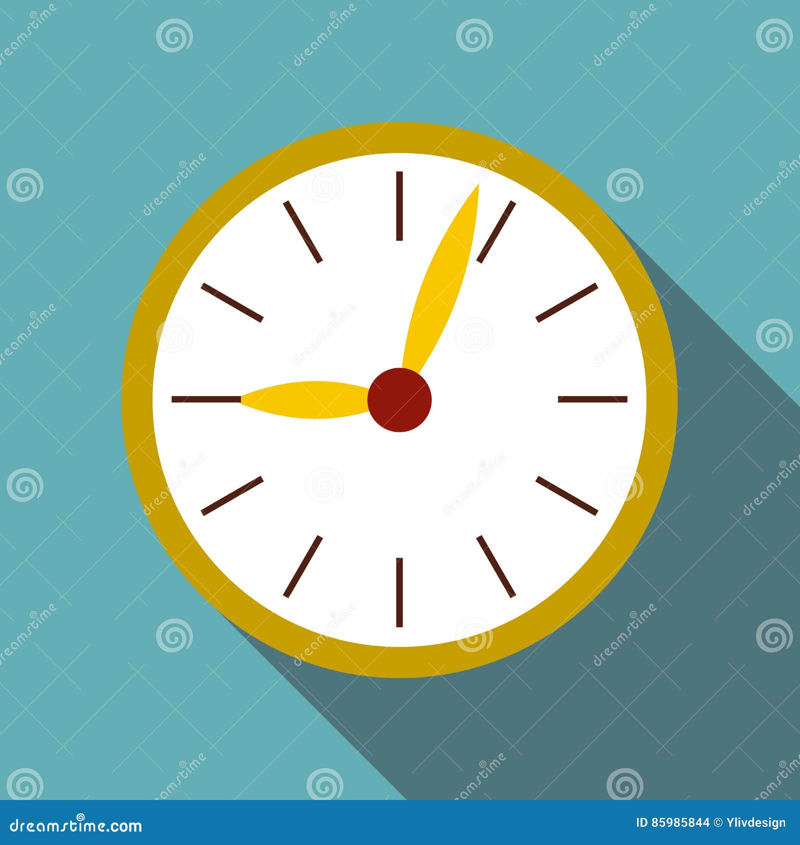 Round Wall Clock Icon, Flat Style Stock Vector - Illustration of bell ...