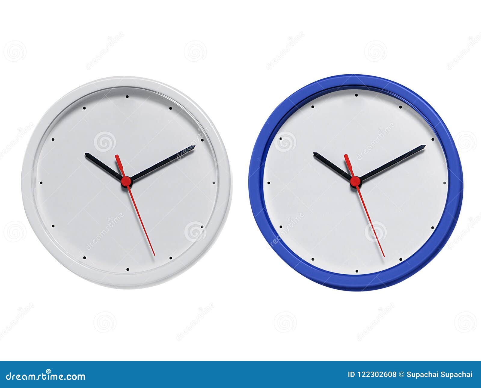 Round Wall Clock, Isolated on a White Background Stock Photo - Image of ...