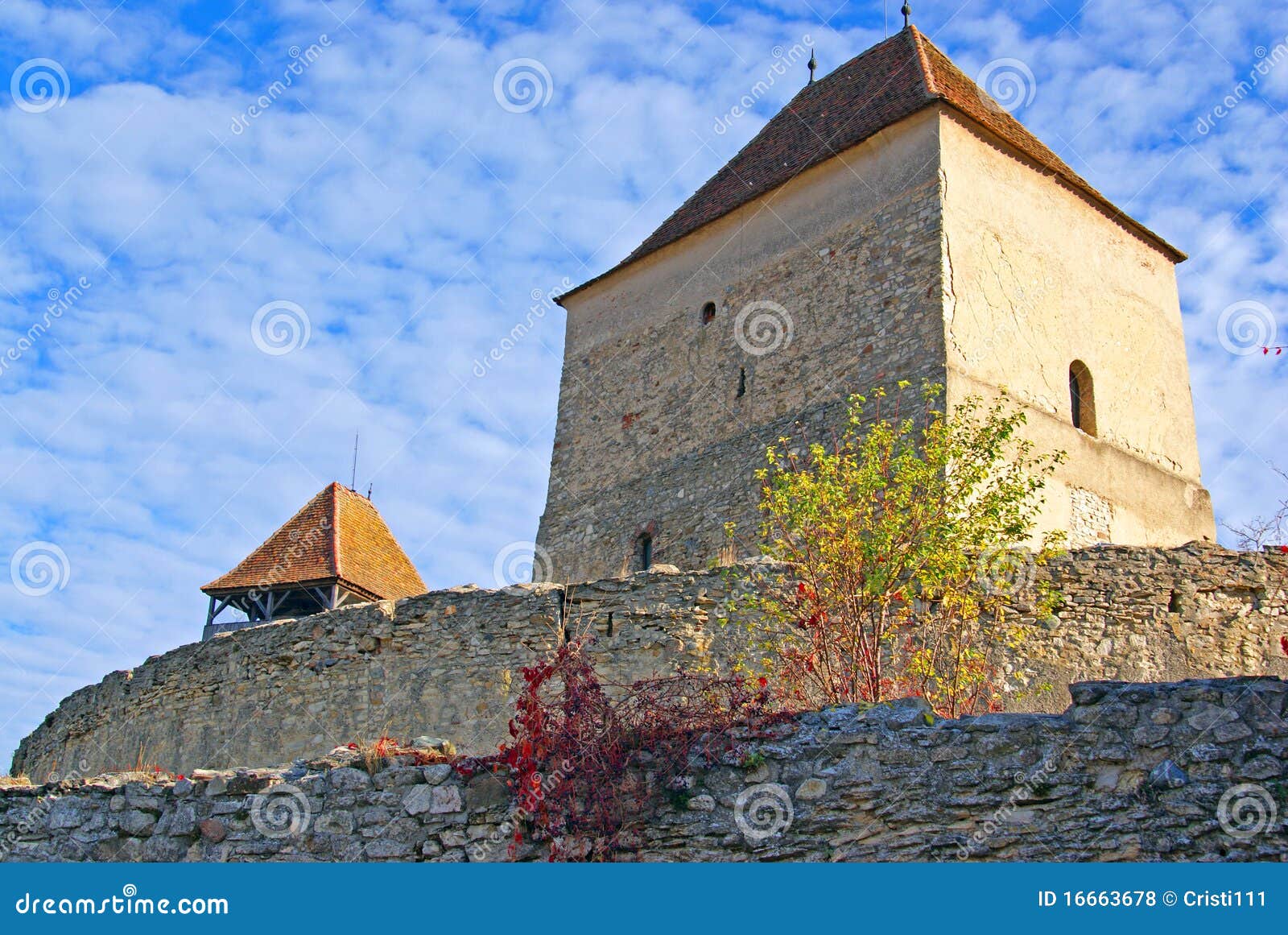 Round Wall and Towers of Ancient Citadel Stock Photo - Image of clouds ...