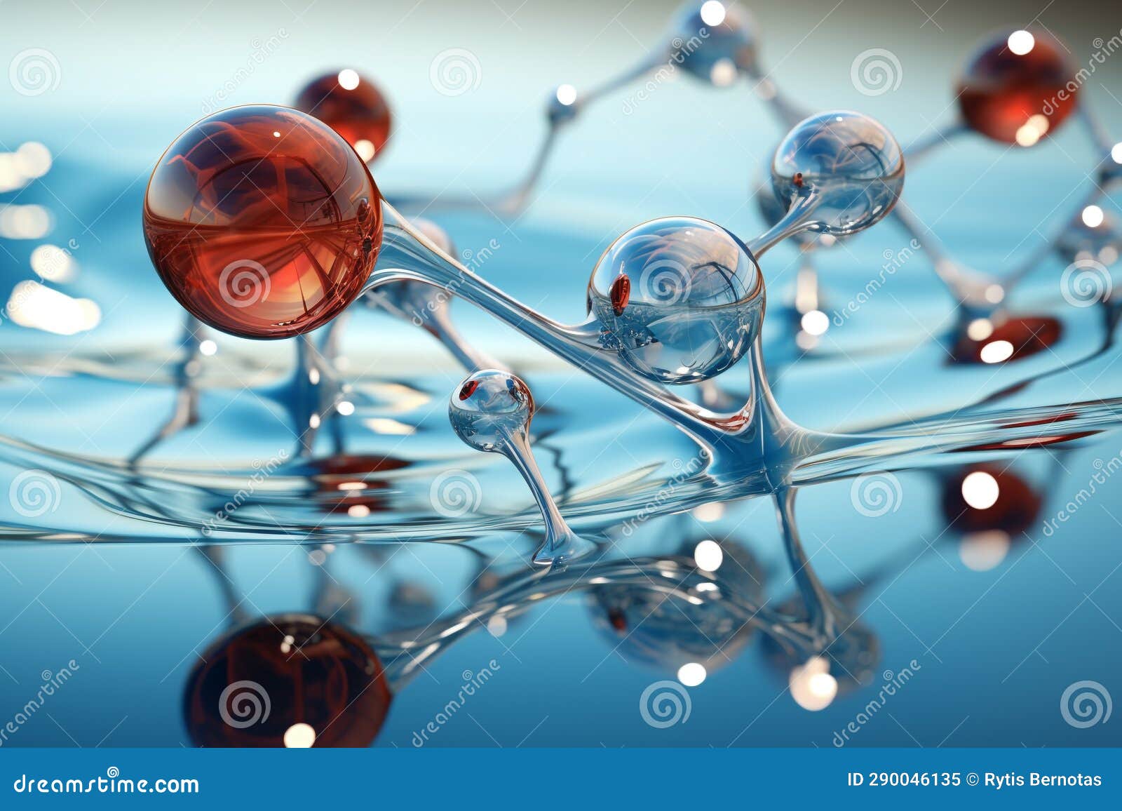 Round Water Molecules Connected with Each Other. Generative AI Stock ...