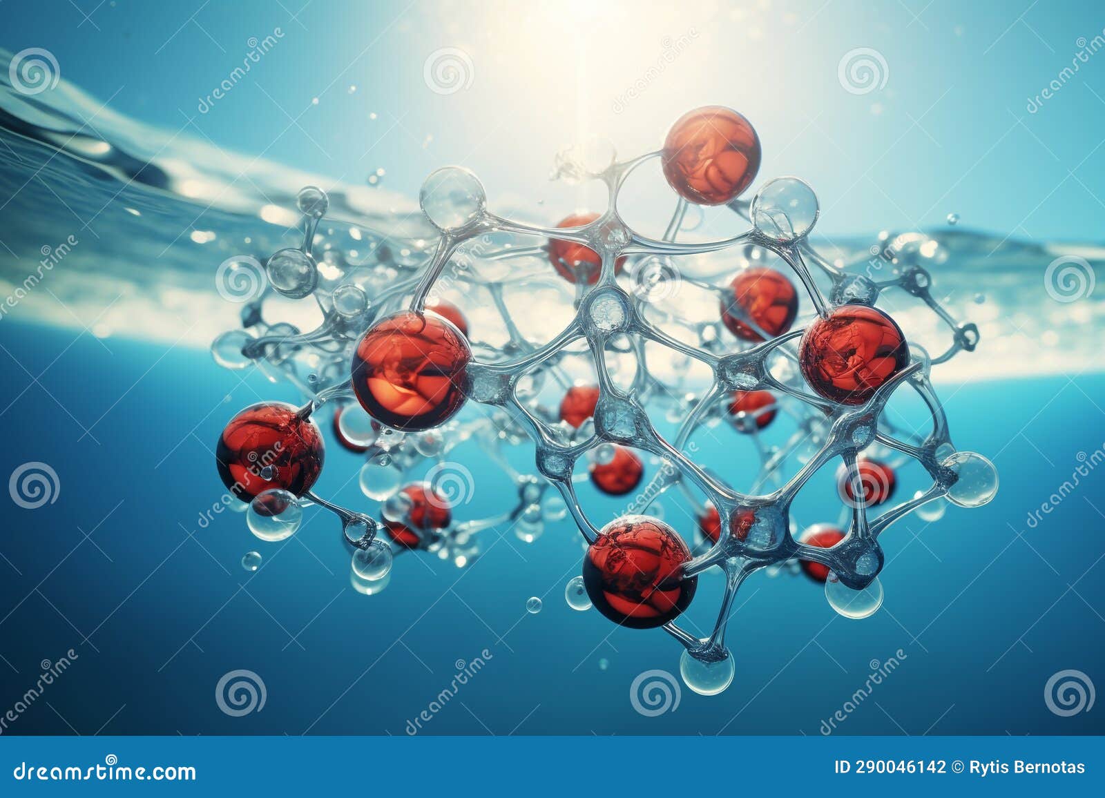 Round Water Molecules Connected with Each Other. Generative AI Stock ...