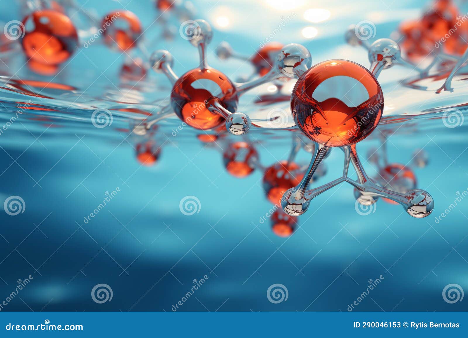 Round Water Molecules Connected with Each Other. Generative AI Stock ...
