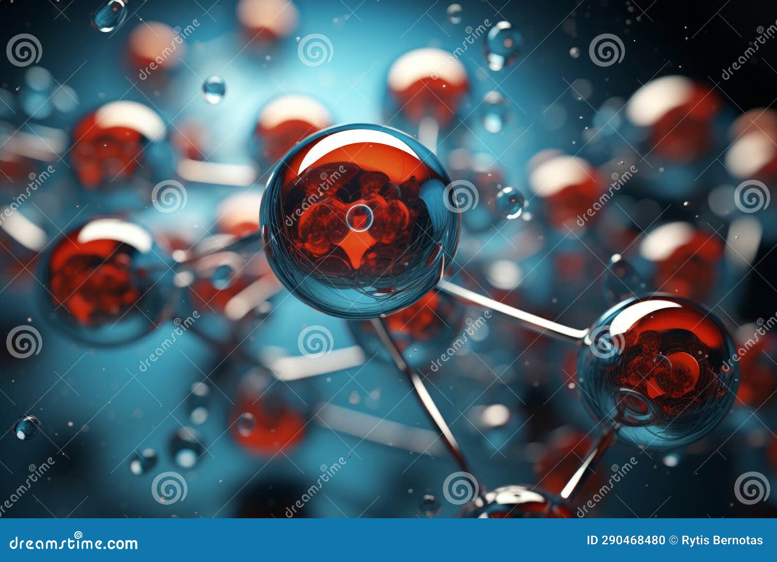 Round Water Molecules Connected with Each Other. Generative AI Stock ...