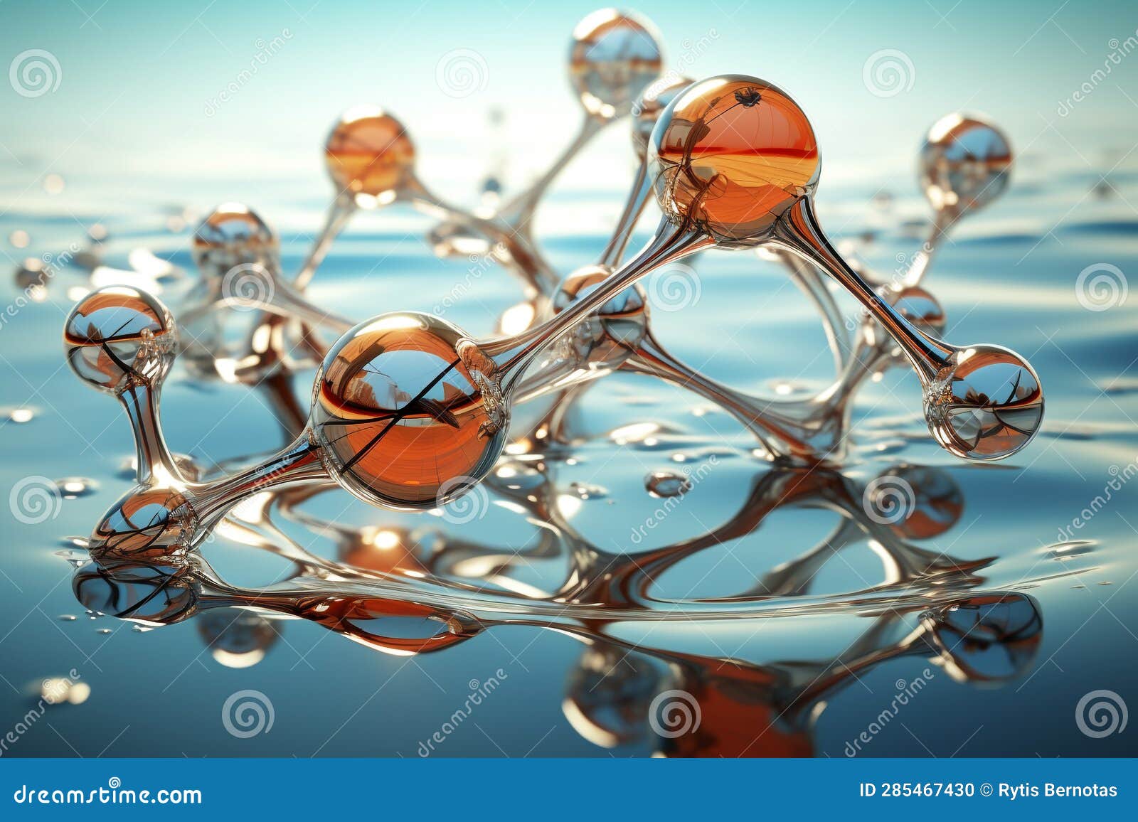 Round Water Molecules Connected with Each Other. Generative AI Stock ...