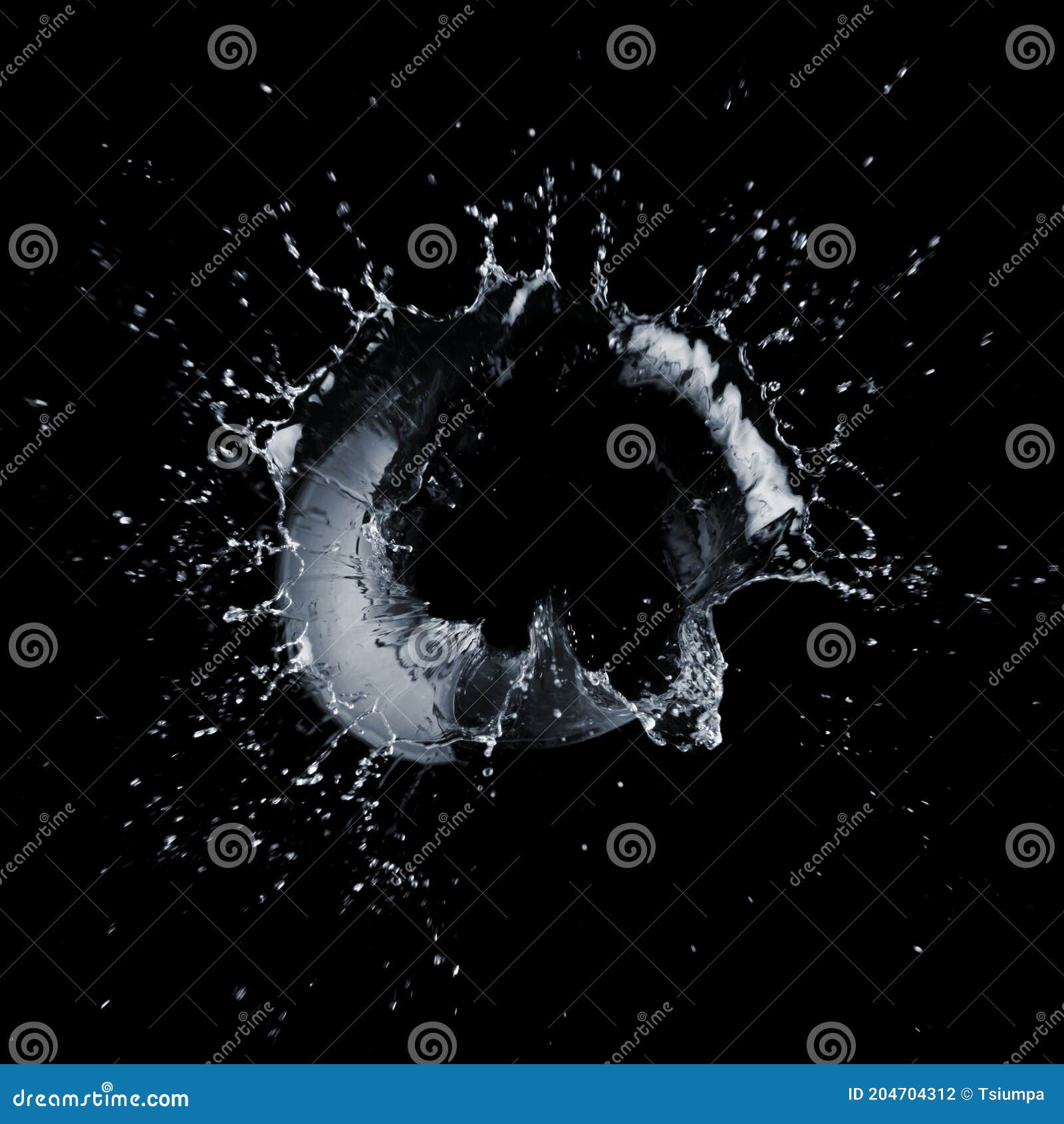Round Water Splash on a Black Stock Photo - Image of purity, motion ...