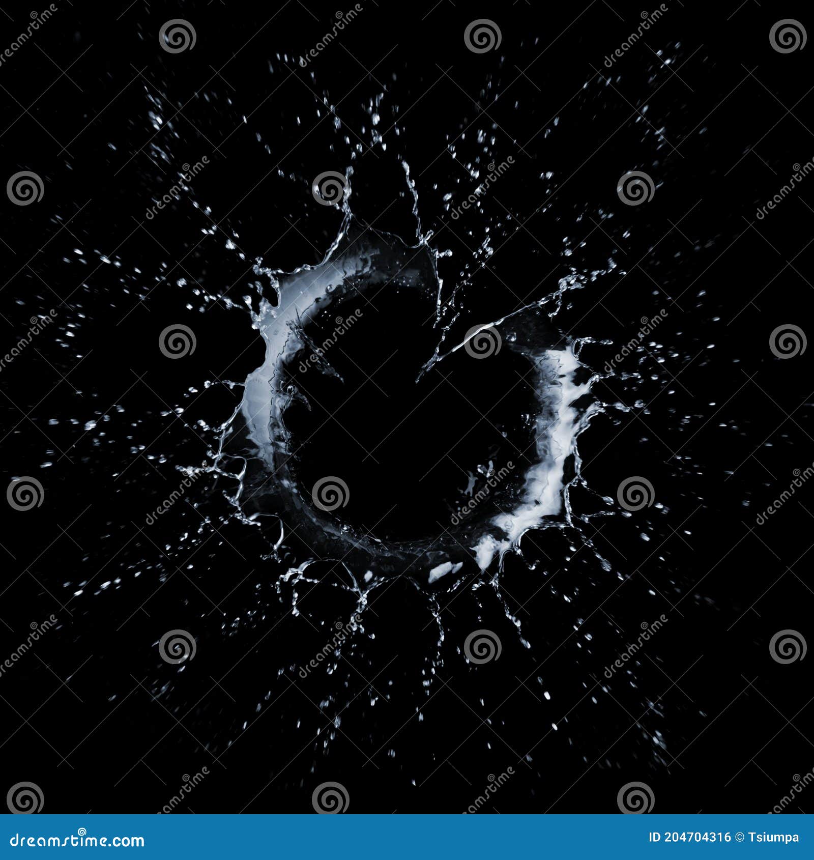 Round Water Splash on a Black Stock Photo - Image of shape, background ...