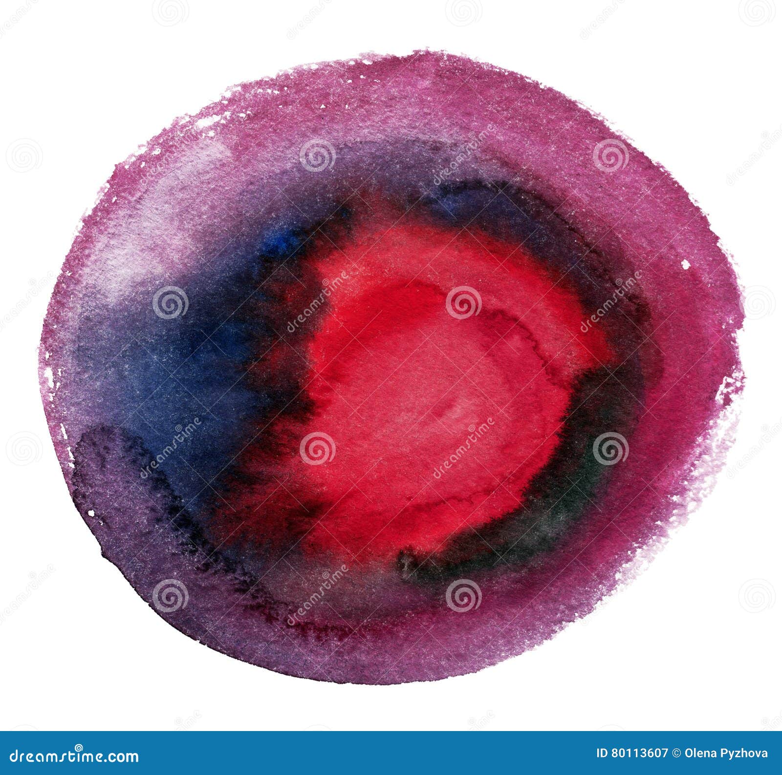 Round Watercolor Frame, Circle Shape Form Isolated on White Background ...