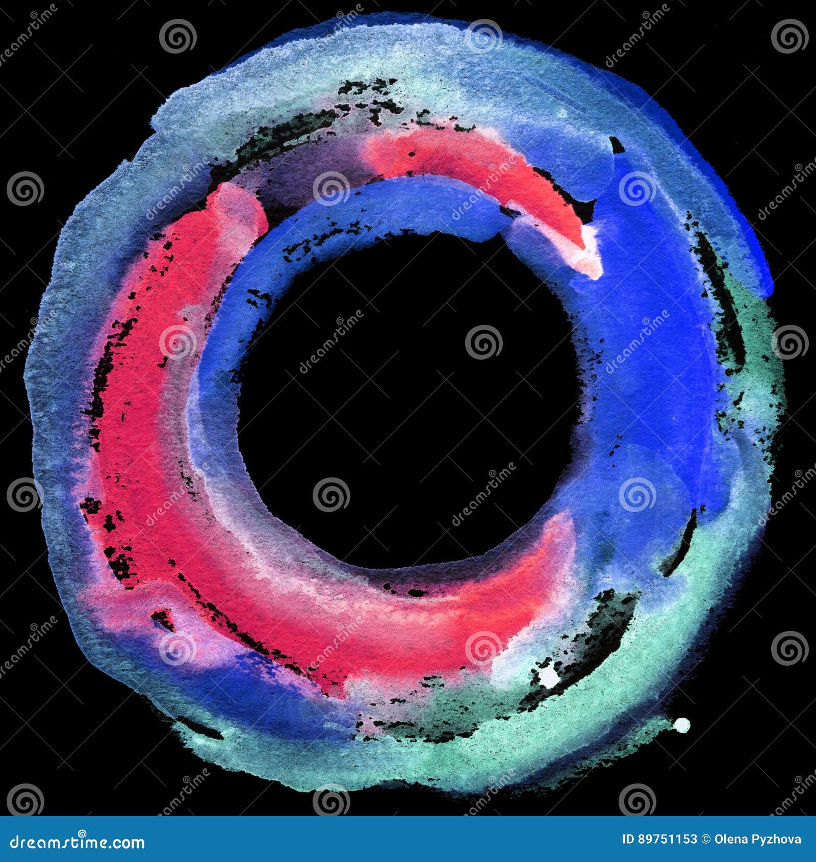 Round Watercolor Frame, Circle Shape Form . Stock Illustration ...