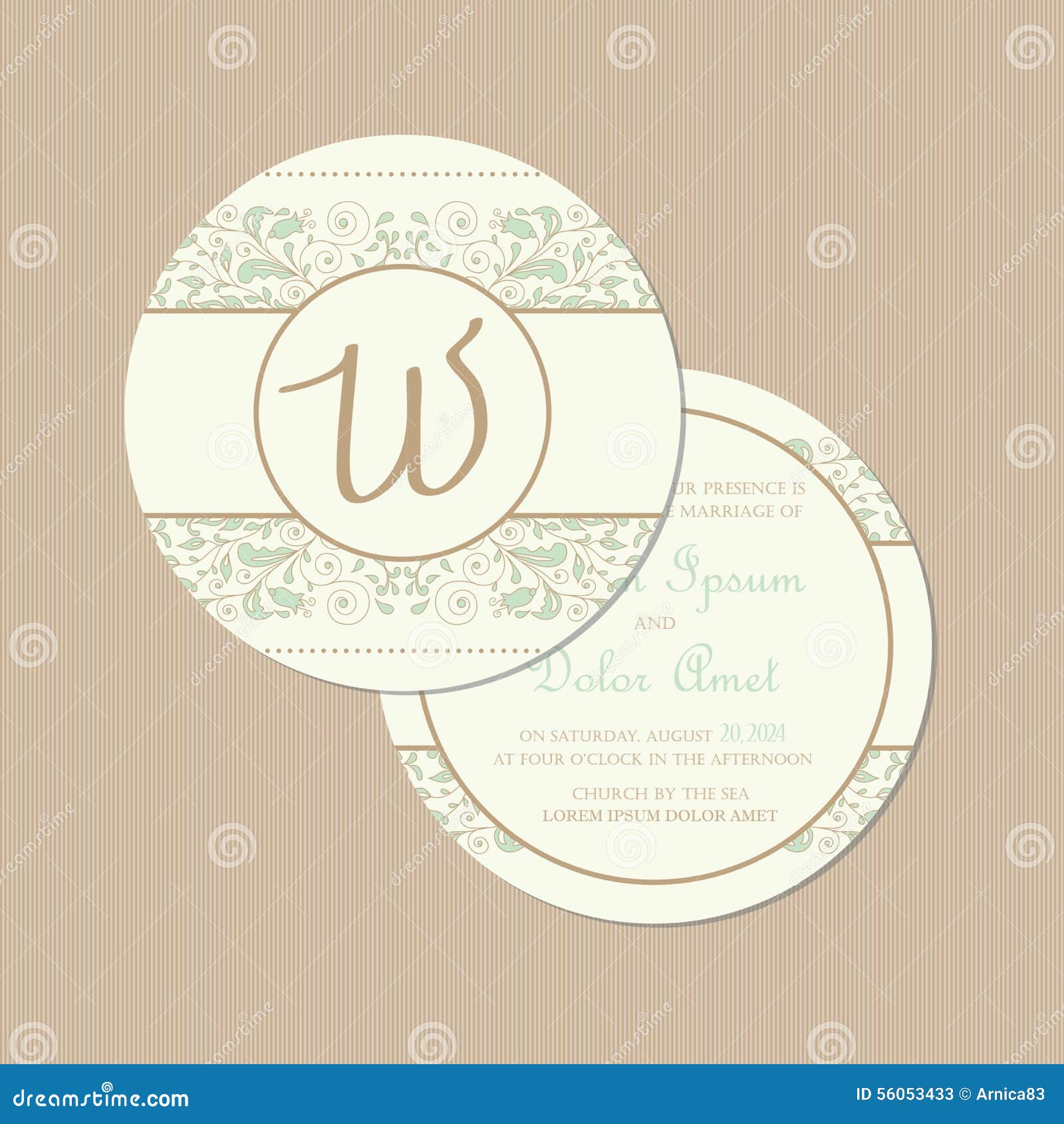 Round Wedding Invitation Card Stock Vector - Illustration of ...