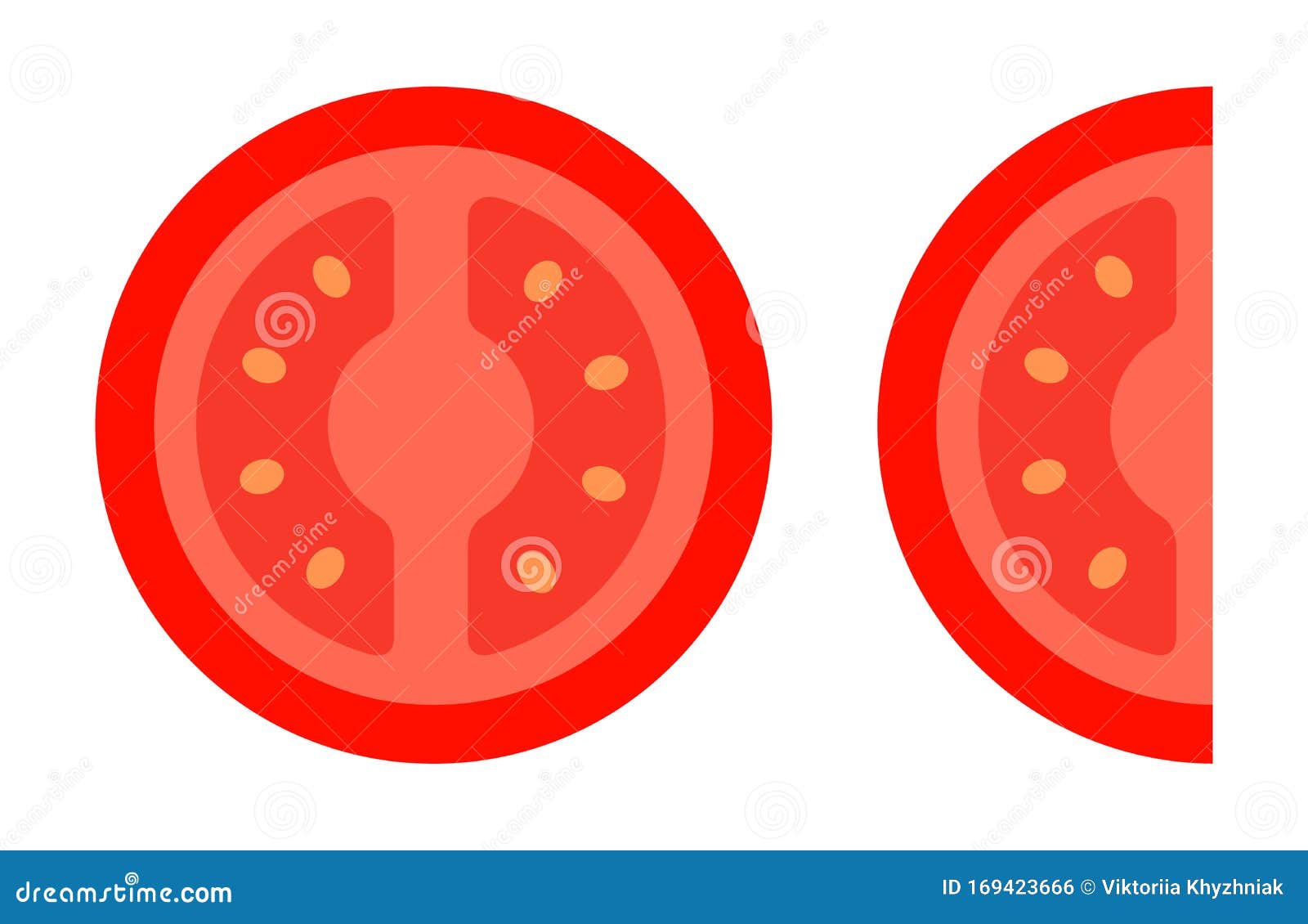 Round and Wedge Slices of Tomato Flat Icon Vector Isolated Stock Vector ...